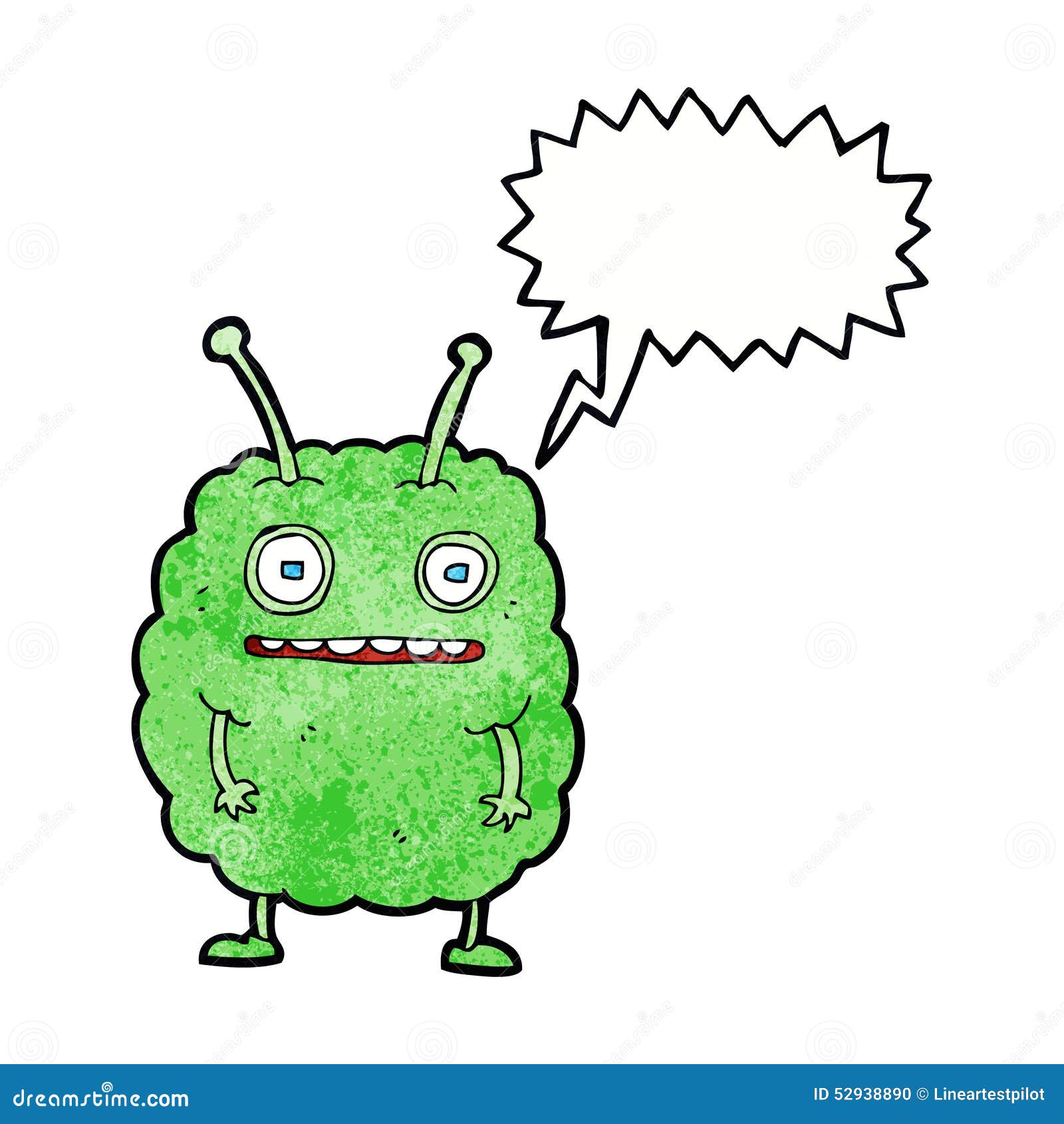 Cartoon Funny Alien Monster with Speech Bubble Stock Illustration ...