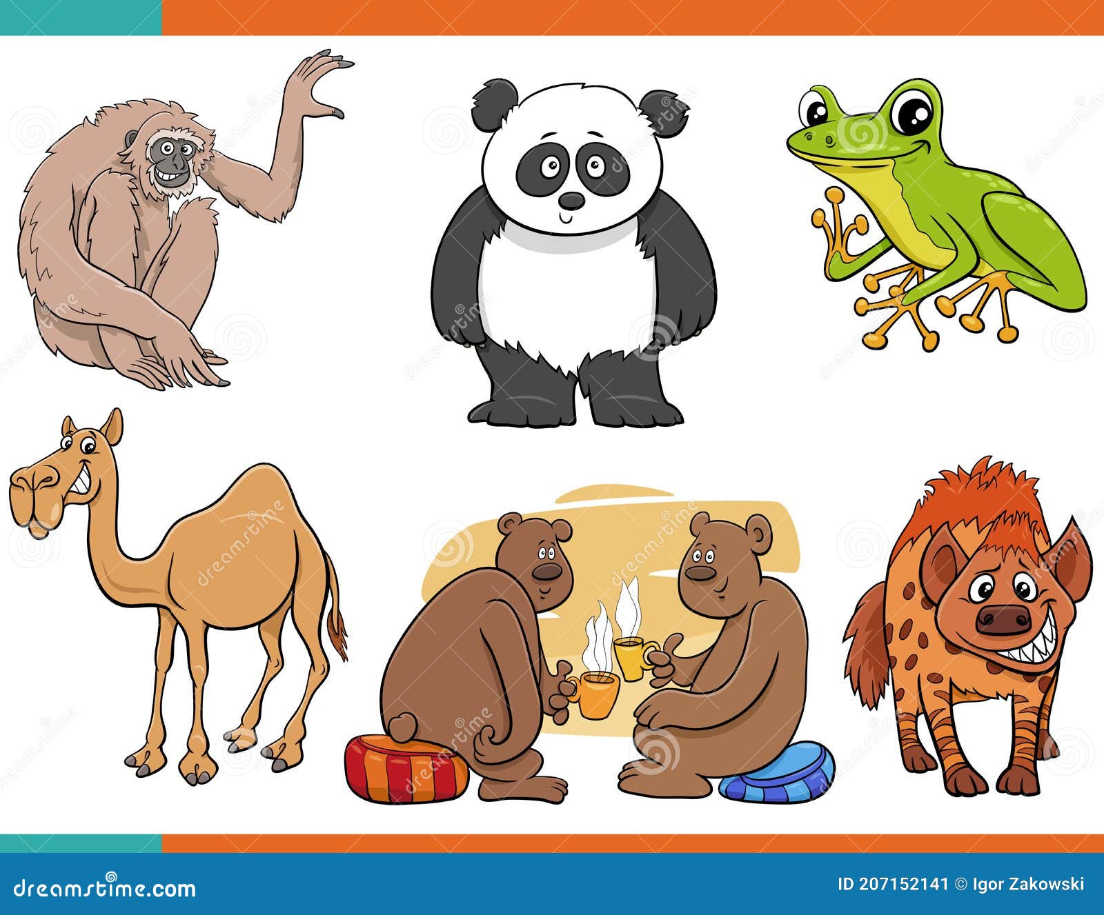 Cartoon Funny Animal Comic Characters Set Stock Vector - Illustration ...