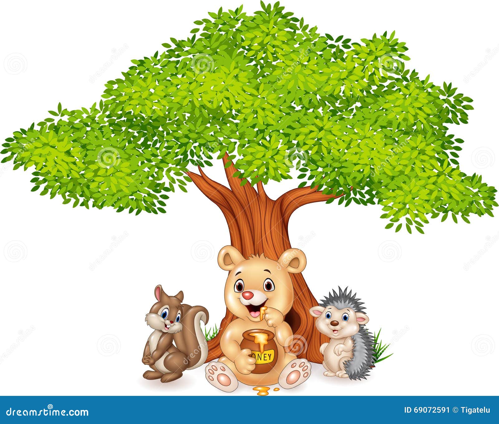 Cartoon Funny Animal on the Tree Stock Vector - Illustration of cute ...