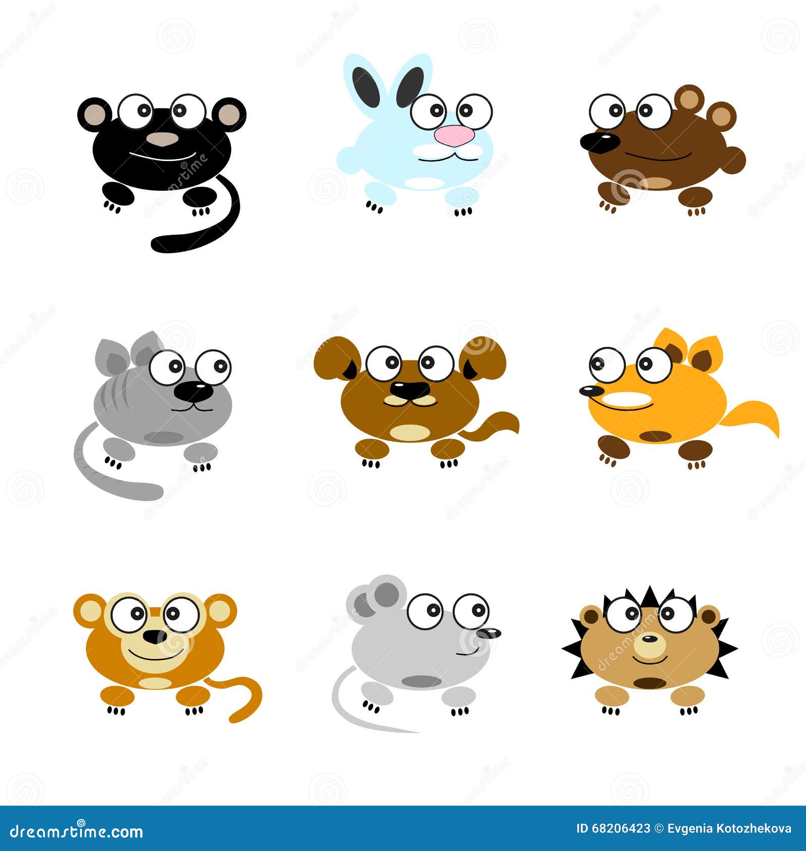 Cartoon funny animals stock vector. Illustration of rabbit - 68206423