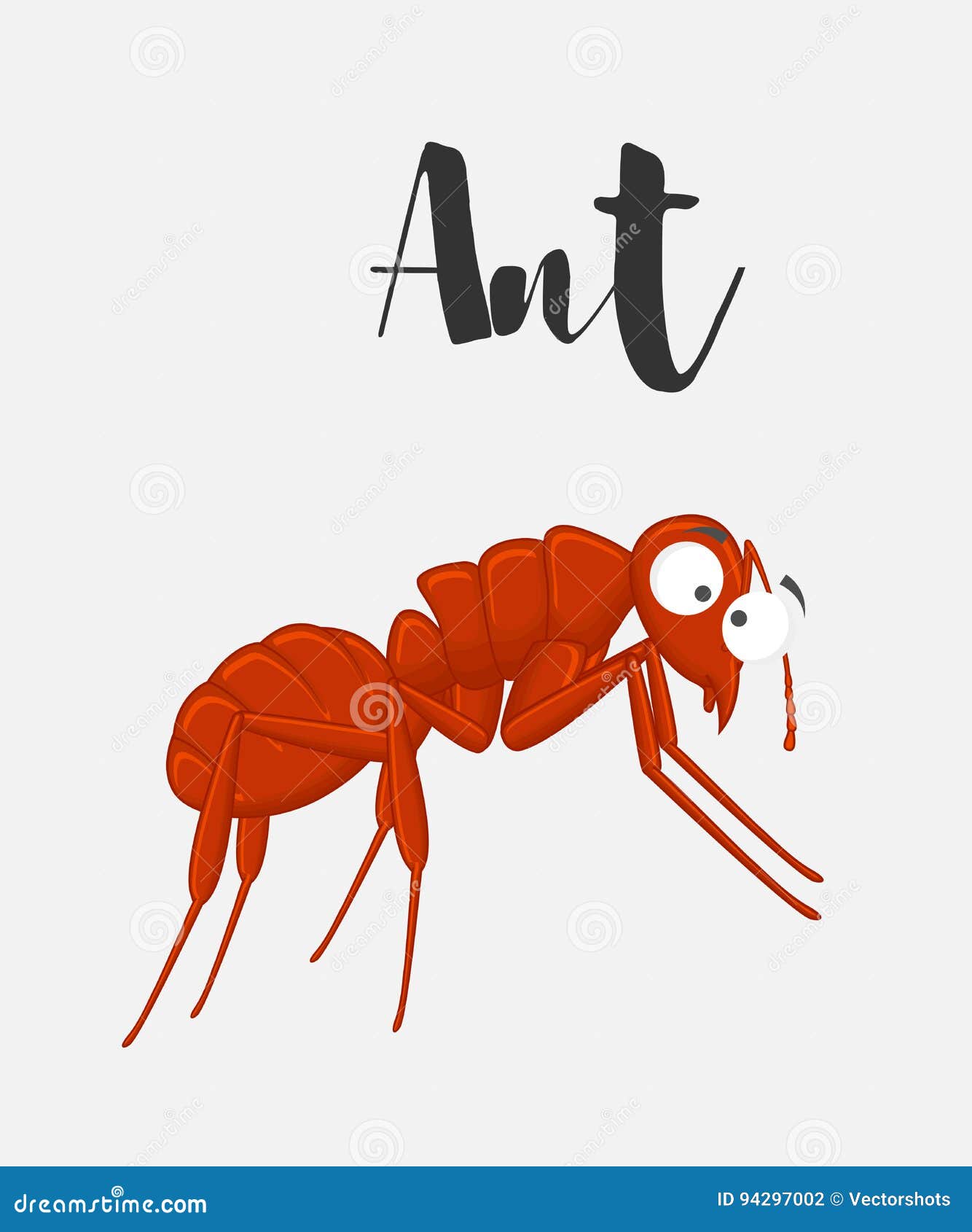 Cartoon Funny Ant stock vector. Illustration of hardworking - 94297002