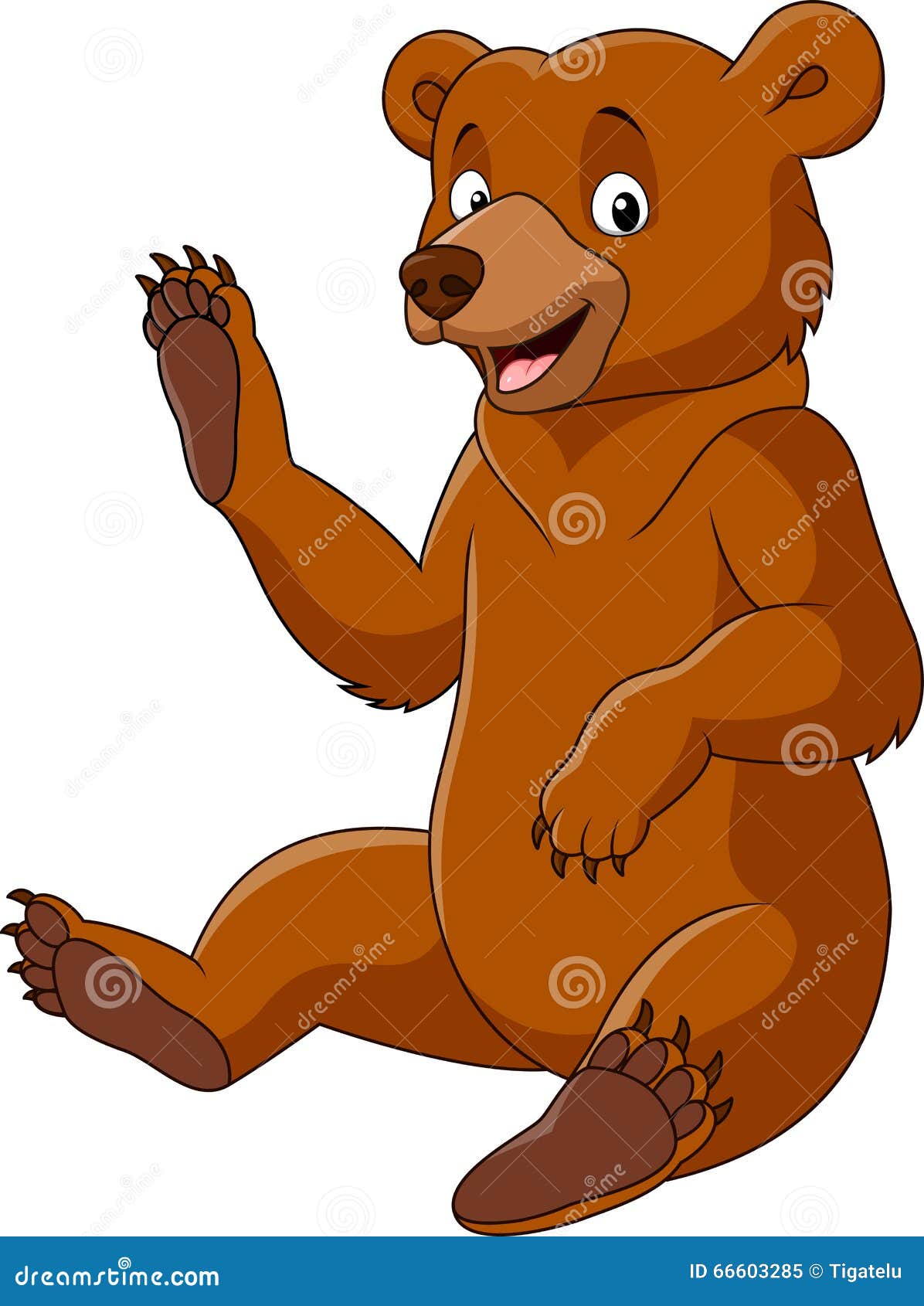 Funny Bear. Brown Wild Animal With Honey Bear Standing Jumping Cartoon ...