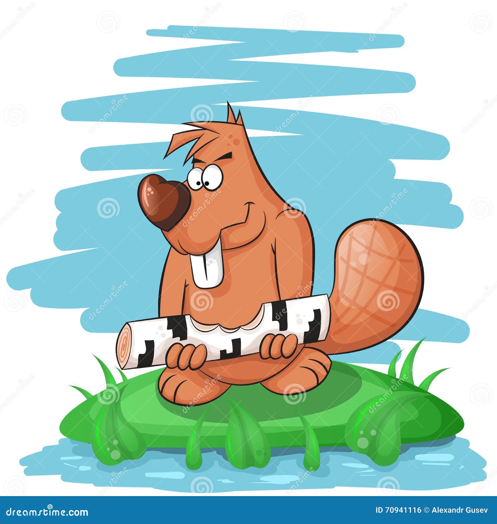 Cartoon Funny Beaver Gnawing on a Tree. Stock Vector - Illustration of ...