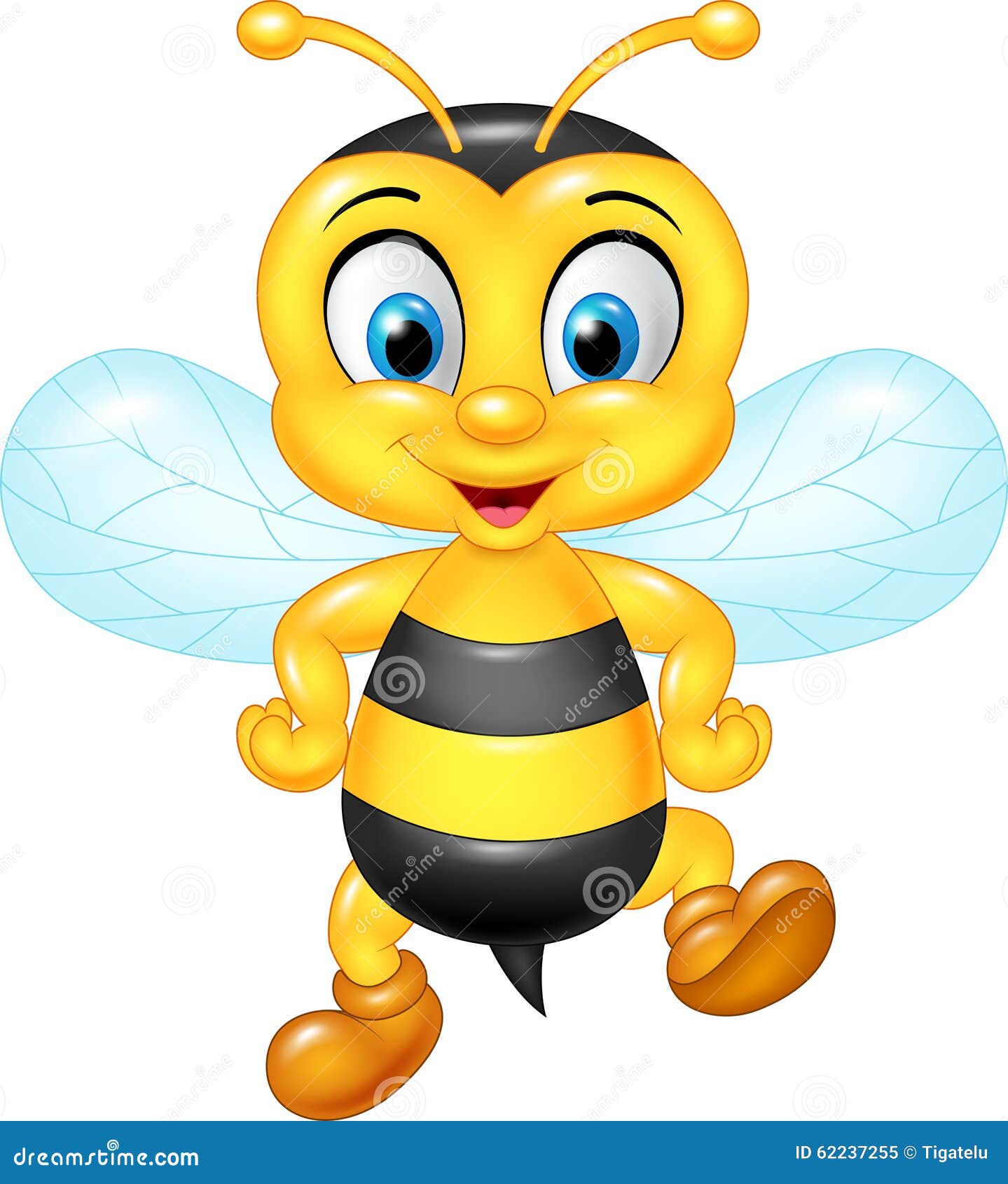 Cartoon Funny Bee Posing on White Background Stock Vector ...