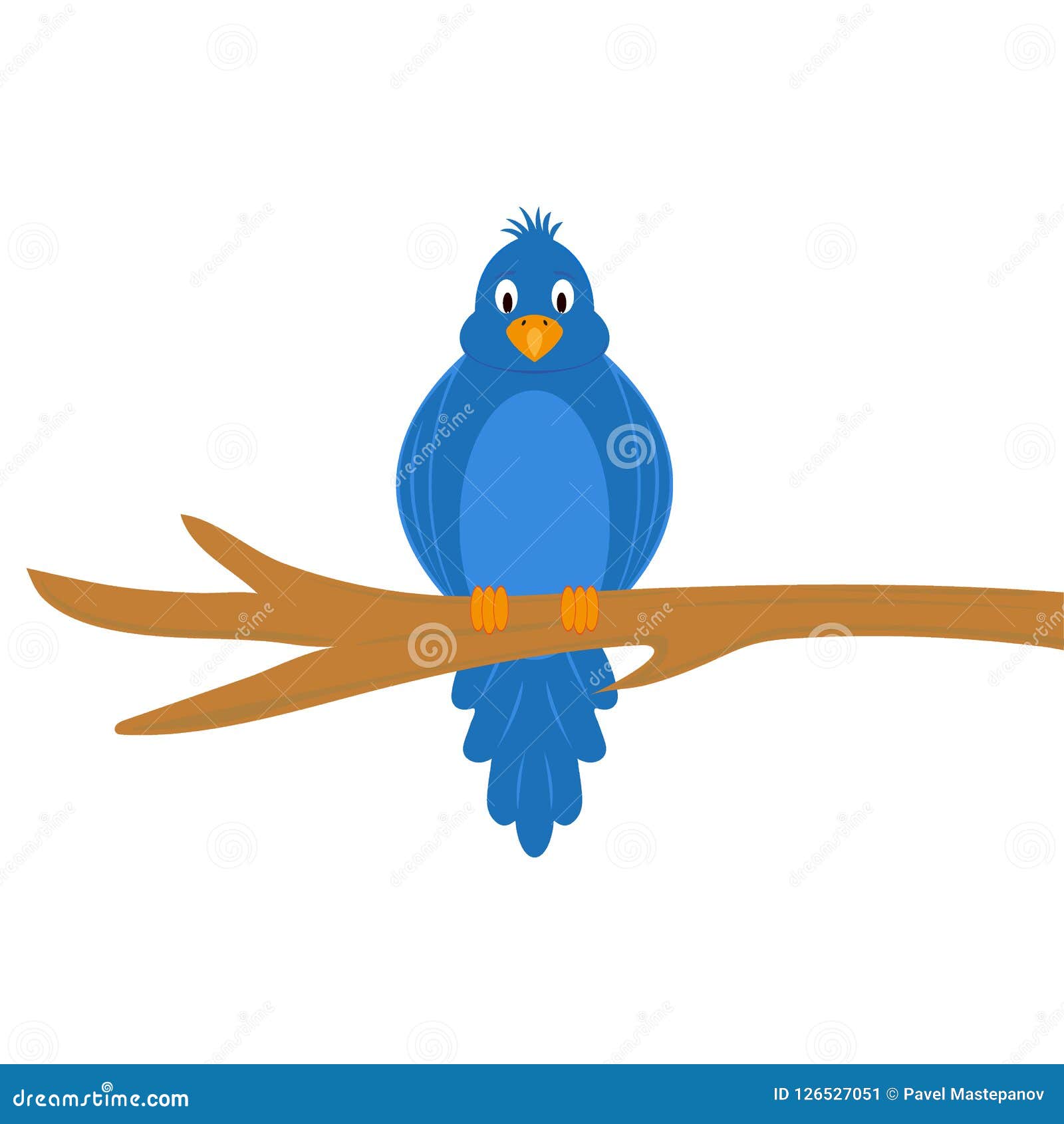 Cartoon funny bird stock vector. Illustration of branch - 126527051