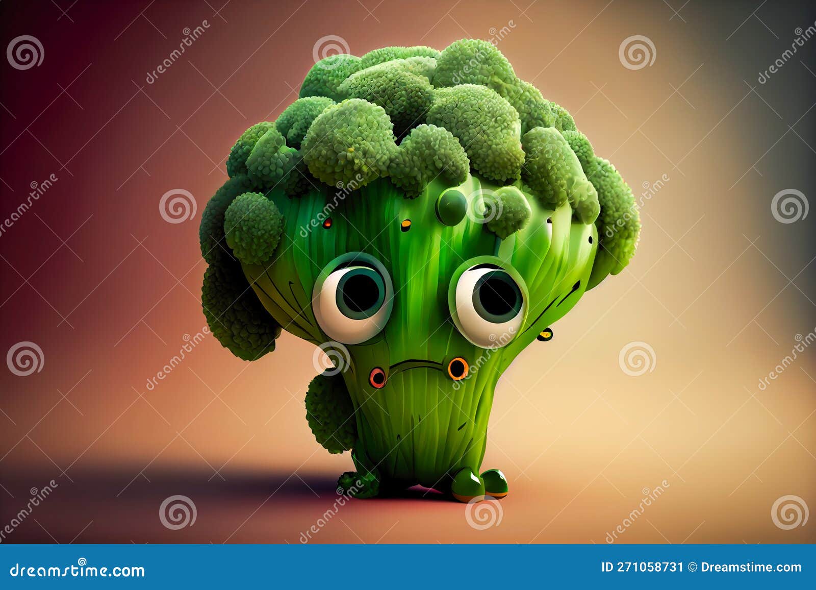 Cartoon Funny Broccoli with Big Eyes. Generative AI, Generative, AI ...