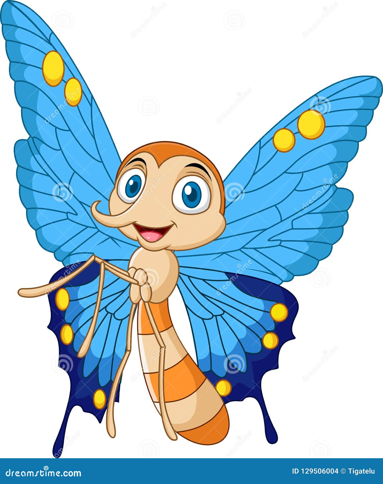 Cartoon funny butterfly stock vector. Illustration of beetle - 129506004