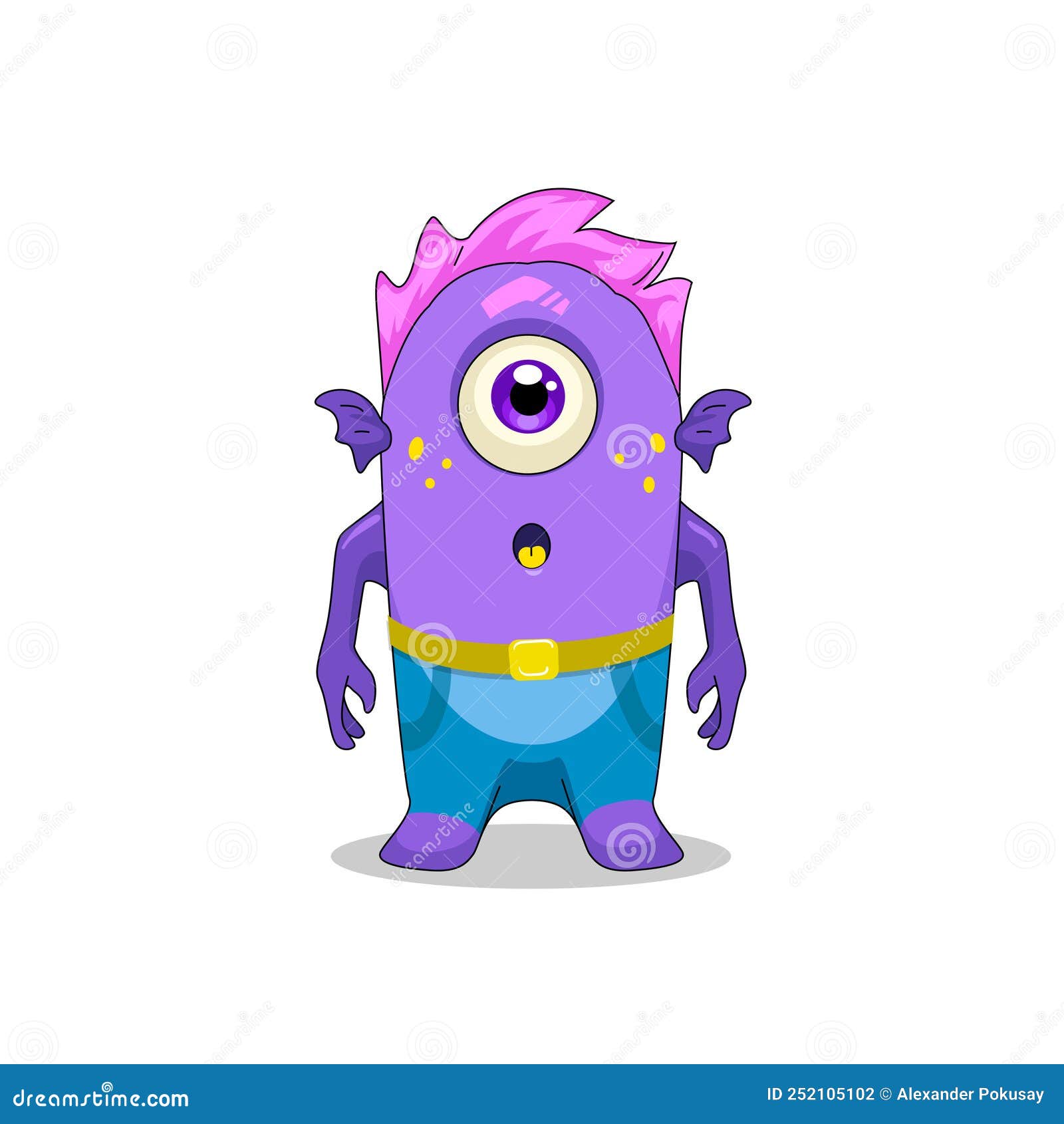 Cartoon Funny Childish Alien Vector Illustration Stock Vector ...