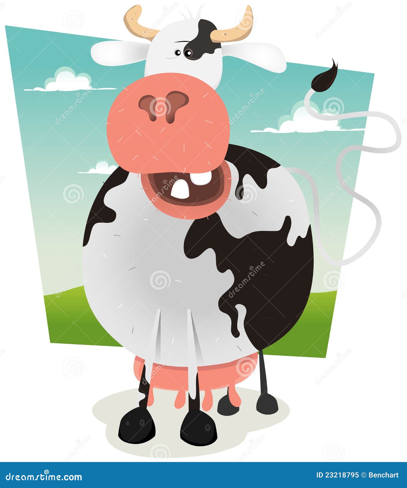 Cartoon Funny Cow stock vector. Illustration of meadow - 23218795