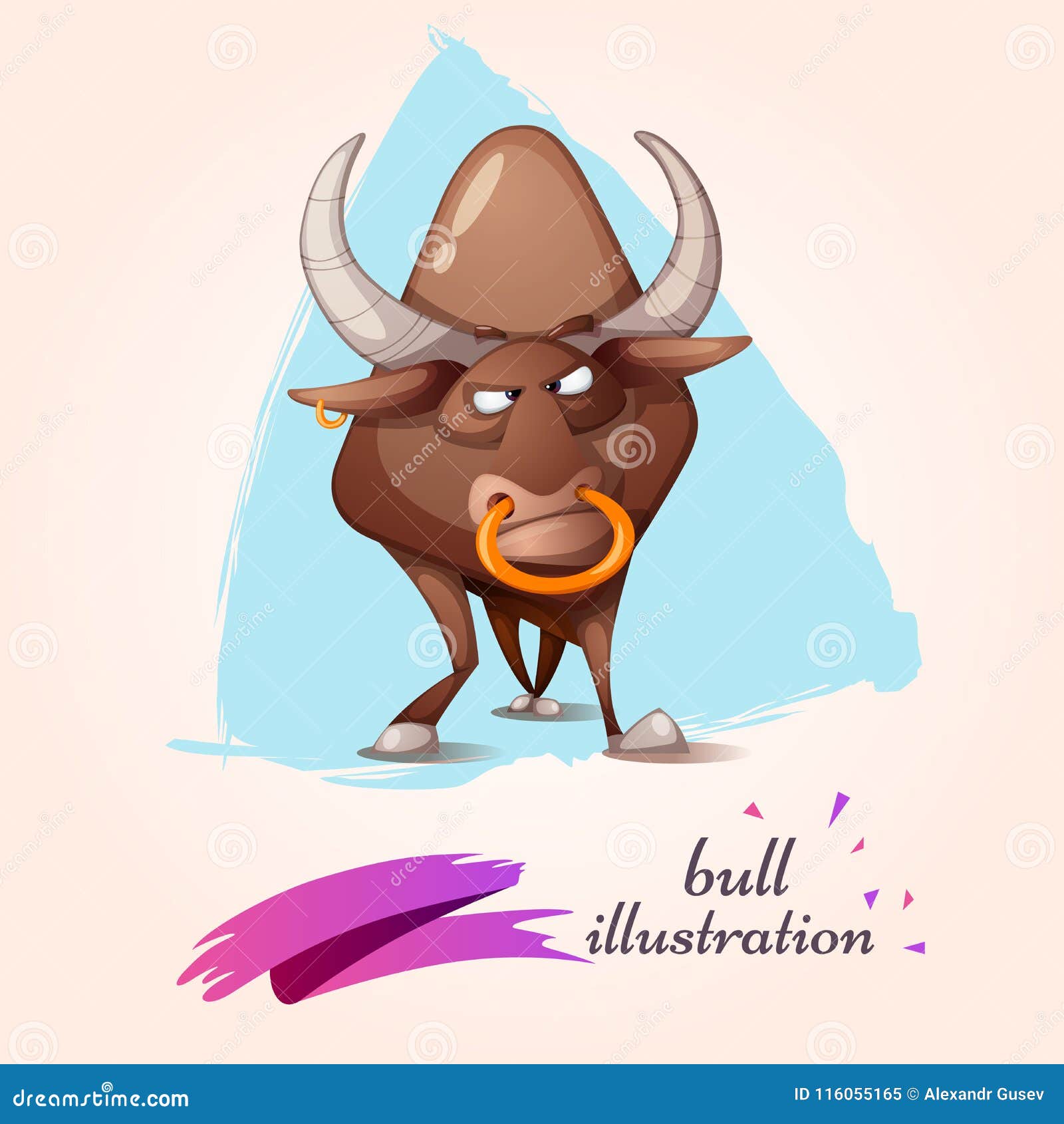Cartoon Funny, Cute, Crazy Bull. Stock Vector - Illustration of danger ...