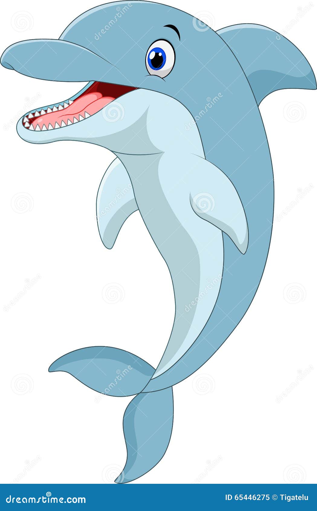 Cartoon Funny Dolphin Jumping Stock Vector - Illustration of splash ...