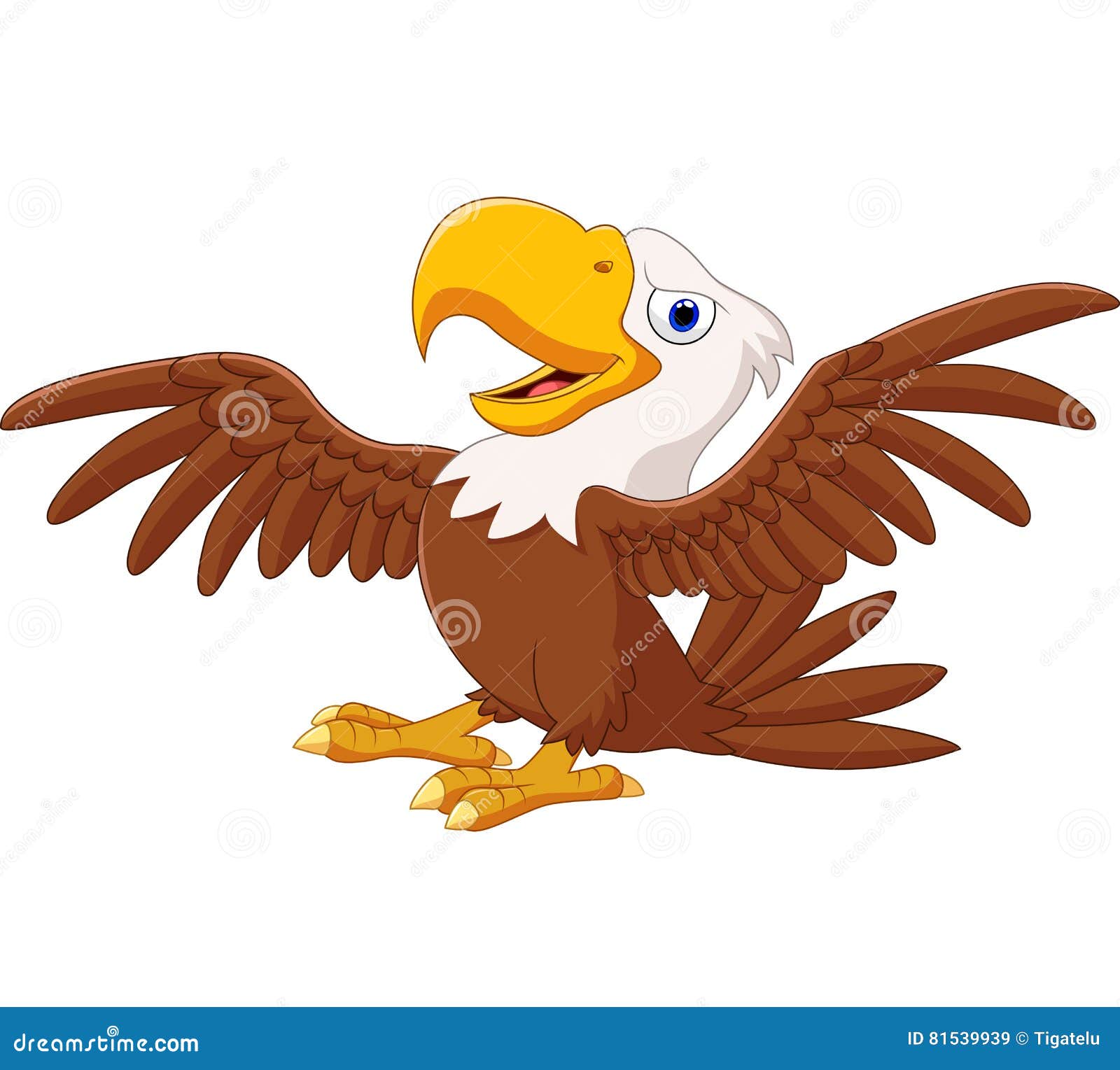Cartoon funny eagle flying stock vector. Illustration of feather - 81539939