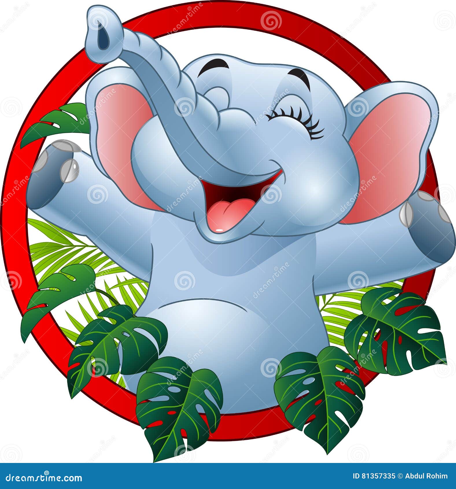 Cartoon funny elephant stock vector. Illustration of wildlife - 81357335