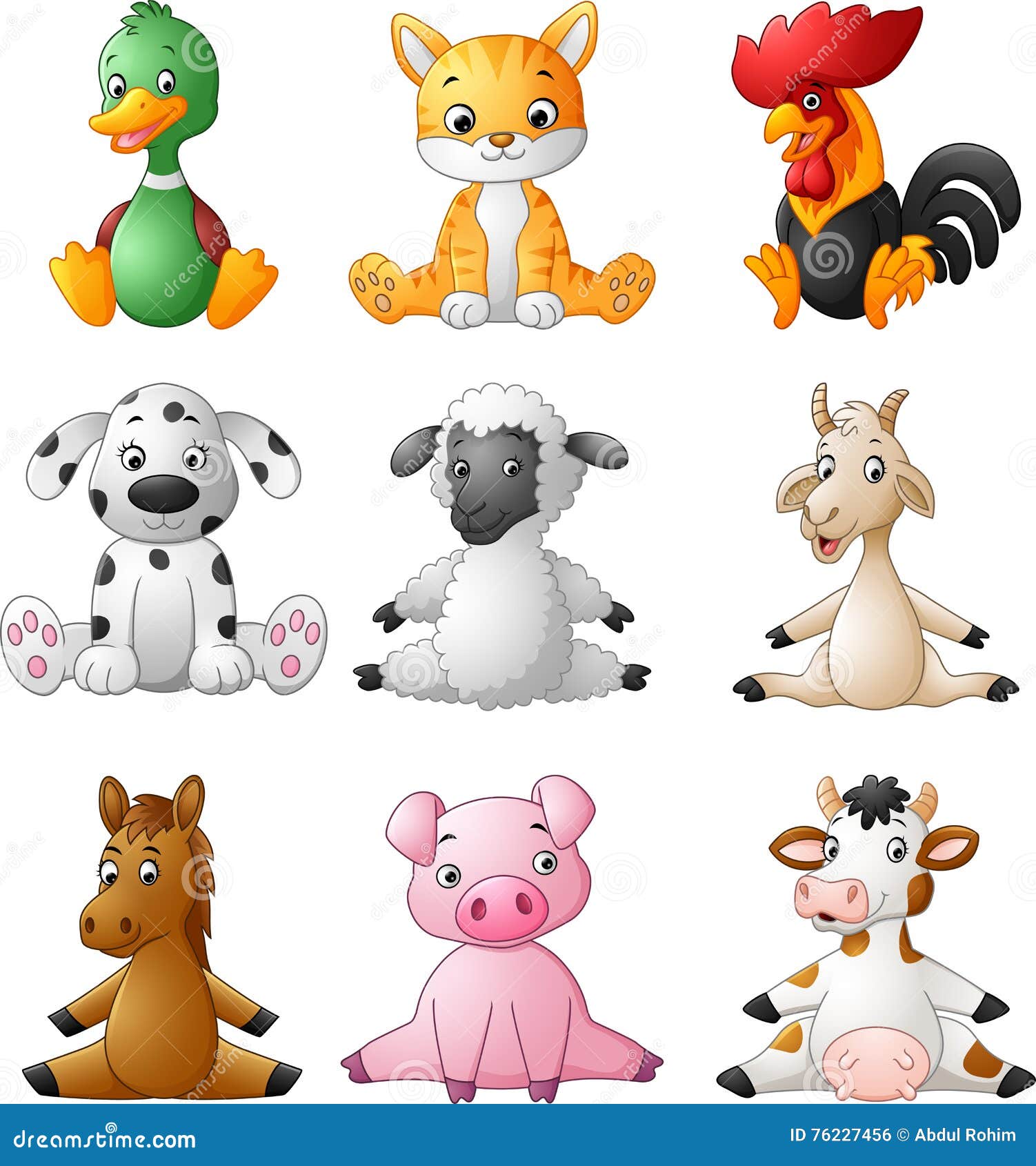 Cartoon funny farm animals stock vector. Illustration of mammal - 76227456