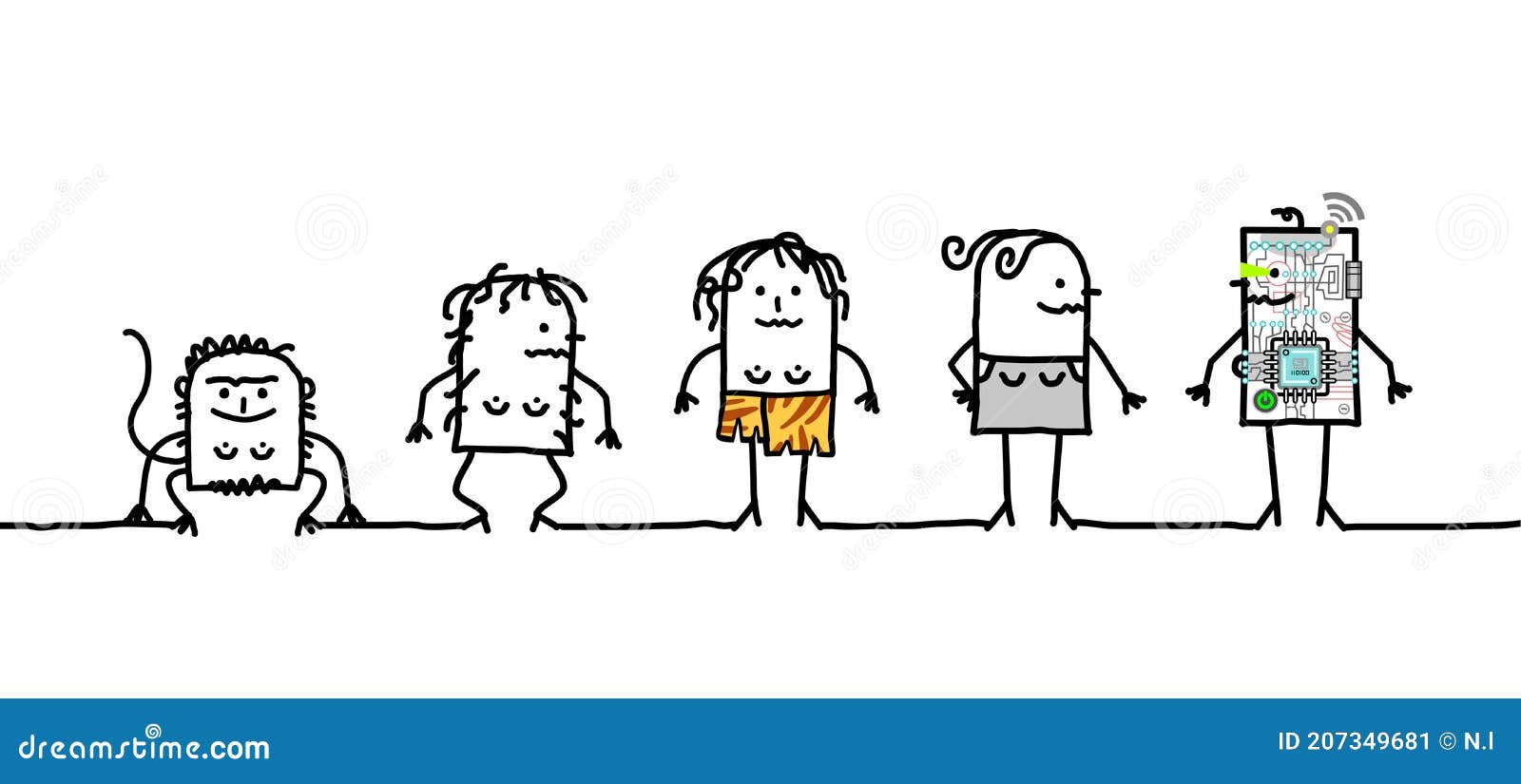 Cartoon Funny Female Characters and Human Evolution Stock Vector ...
