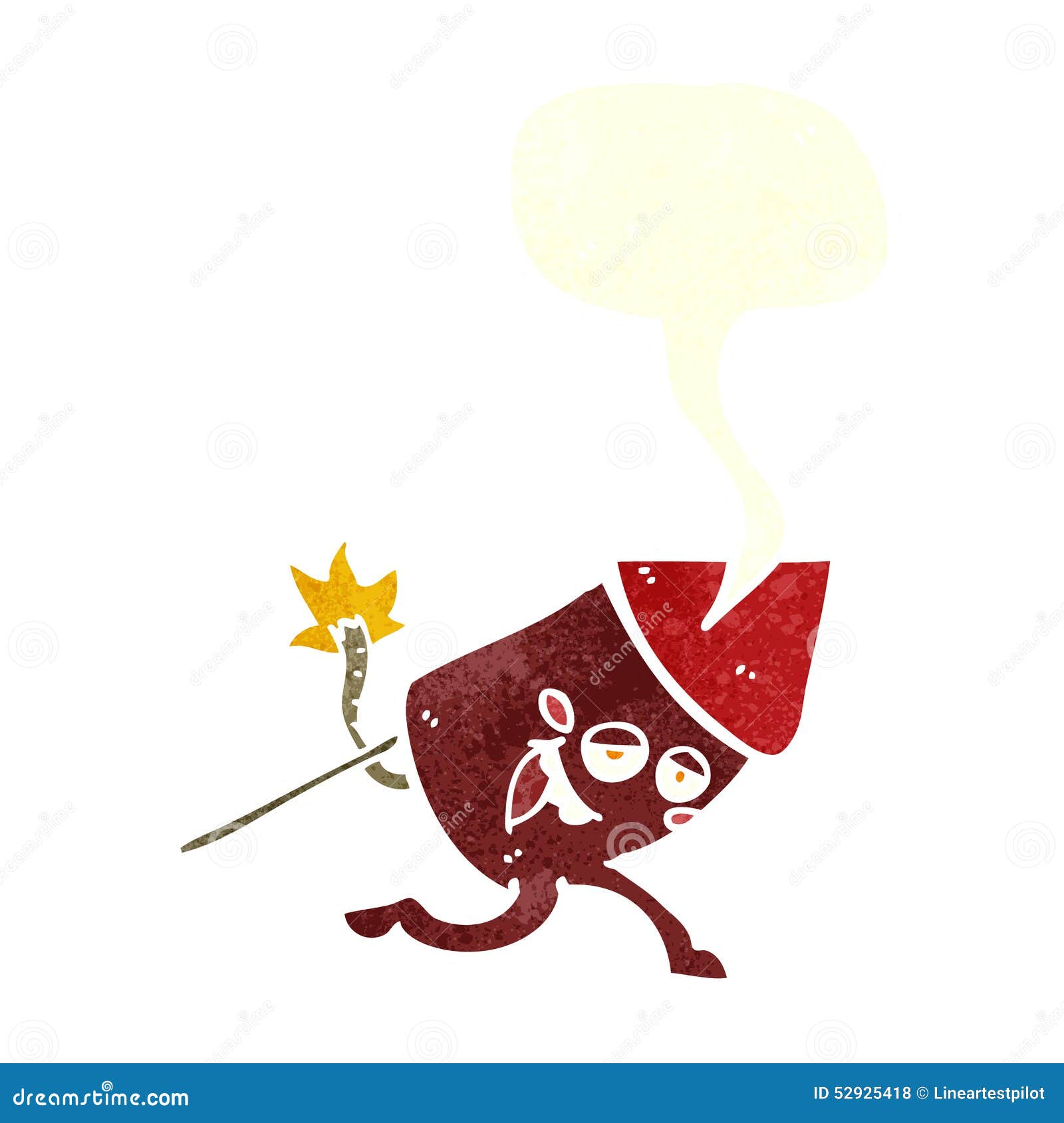 Cartoon Funny Firework Character with Speech Bubble Stock Illustration ...