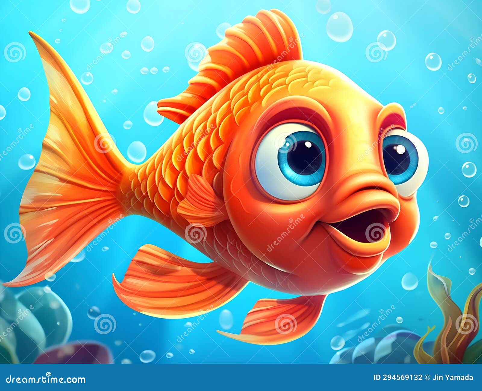 Cartoon Funny Fish in the Sea. Vector Illustration for Your Design ...