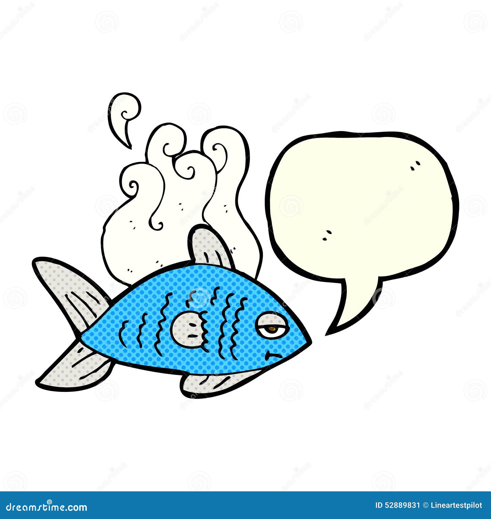 Cartoon Funny Fish with Speech Bubble Stock Illustration - Illustration ...