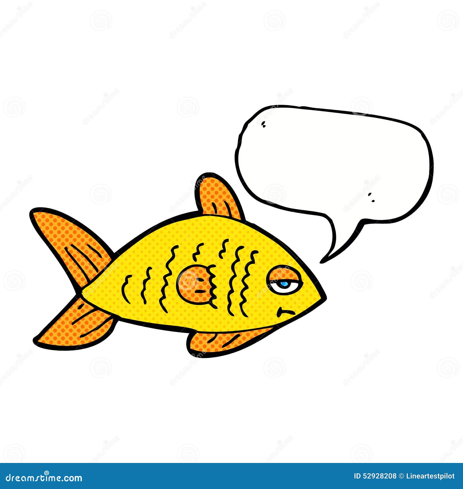 Cartoon Funny Fish with Speech Bubble Stock Illustration - Illustration ...