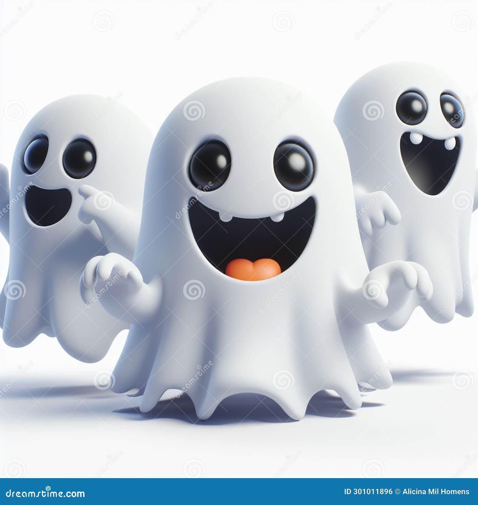 Cartoon of Funny and Friendly Little Ghost, Hovering in the Air. AI ...