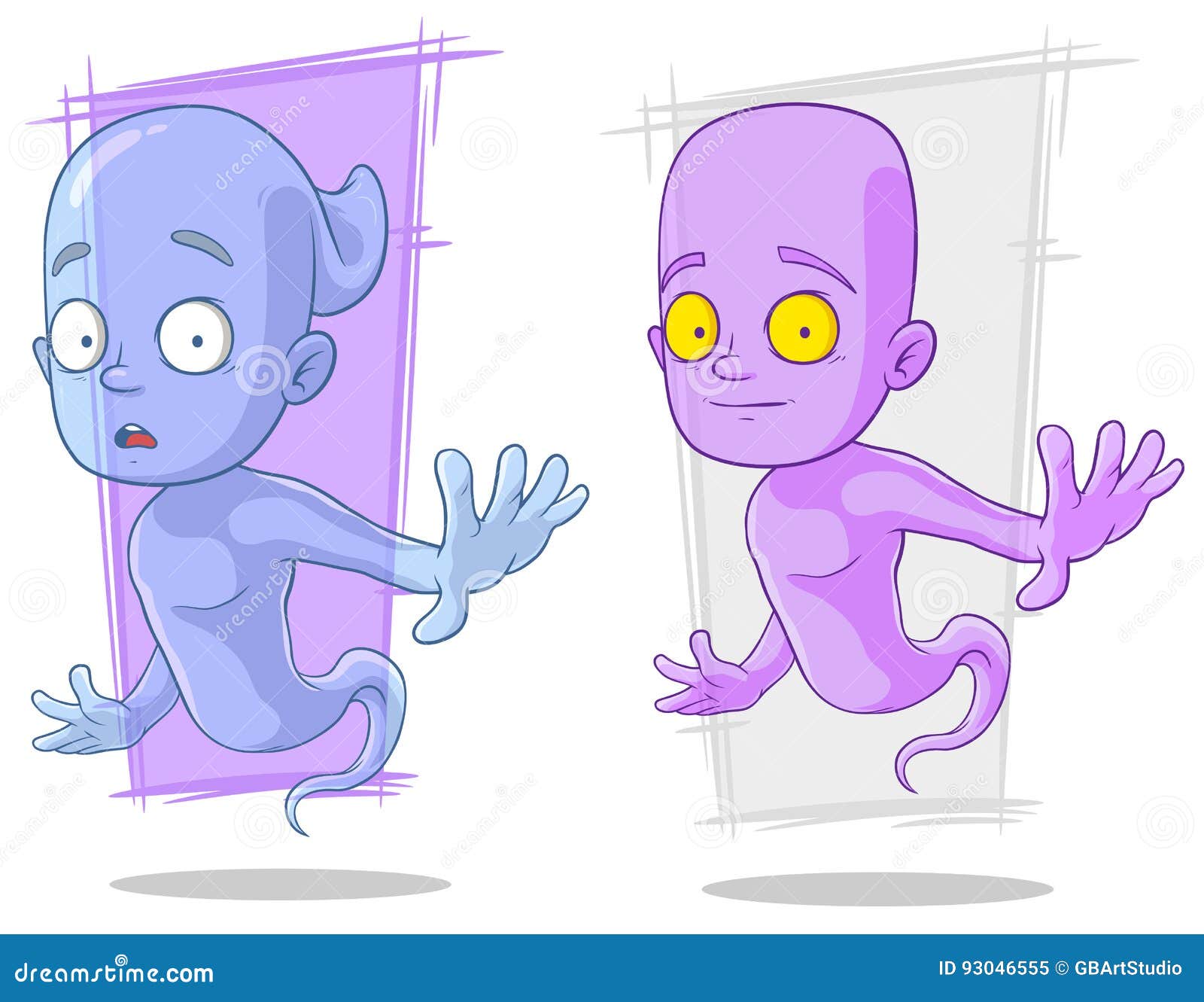 Cartoon Funny Ghost Characters Vector Set Stock Vector - Illustration ...