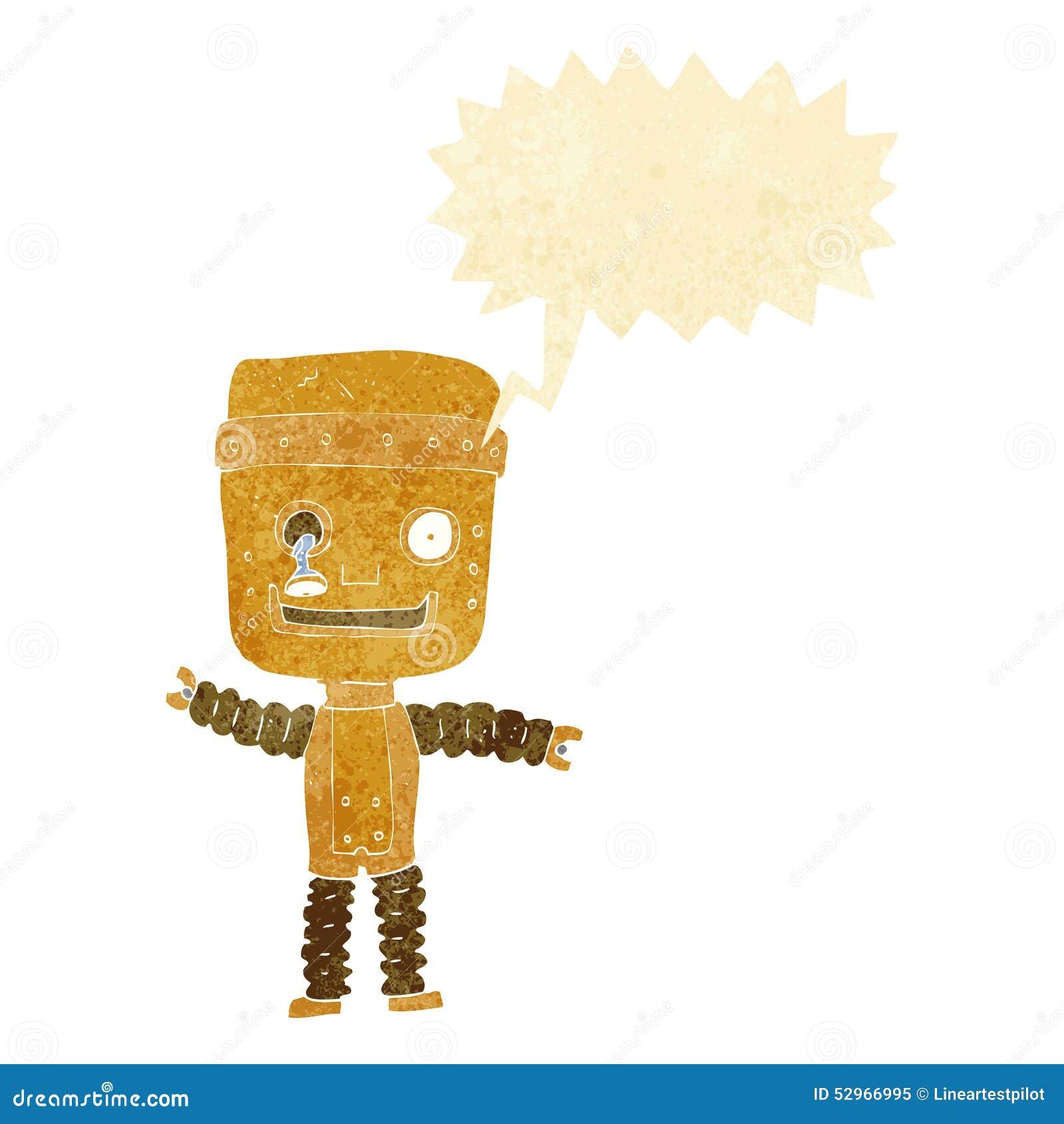 Cartoon Funny Gold Robot with Speech Bubble Stock Illustration ...