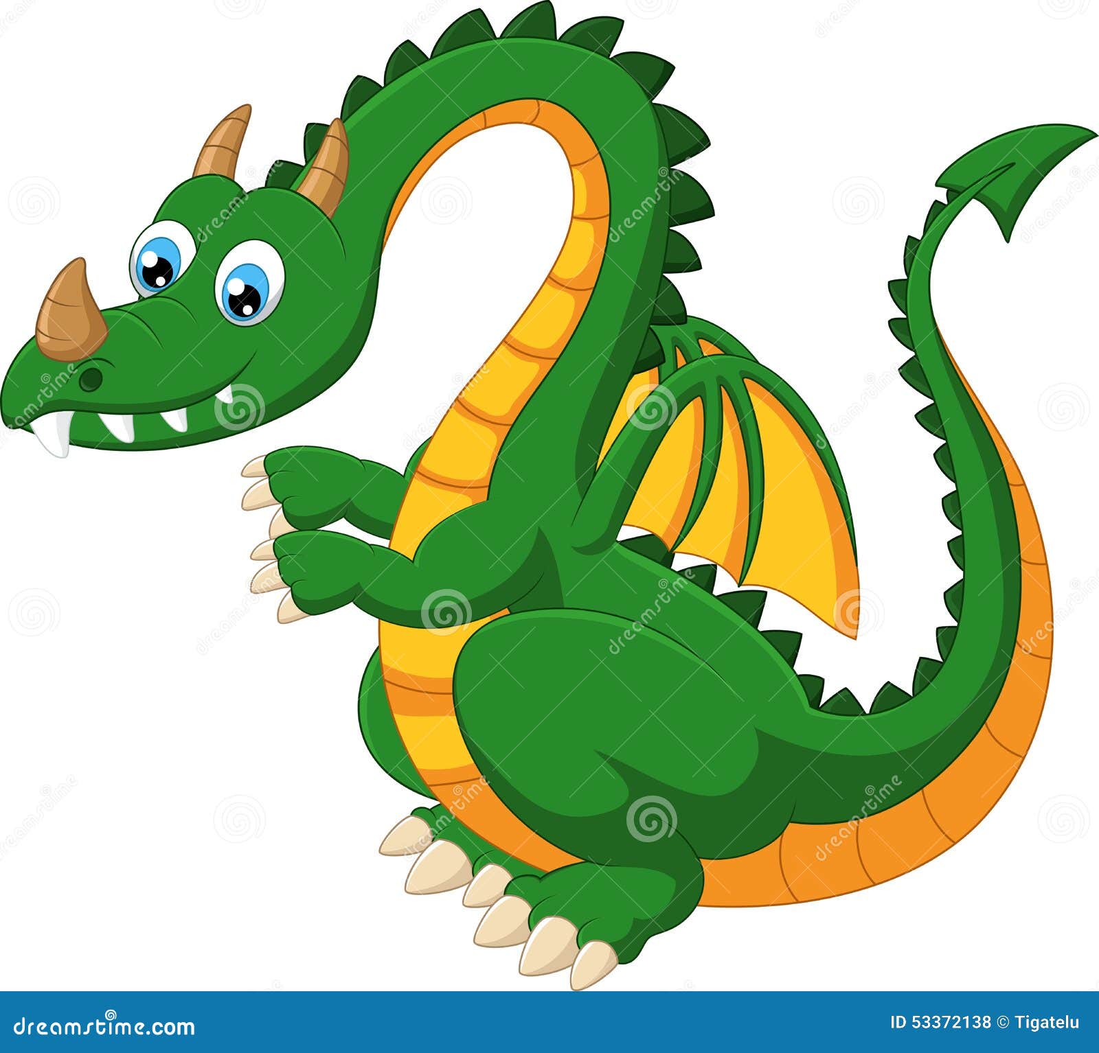 Cartoon funny green dragon stock vector. Illustration of dragon - 53372138