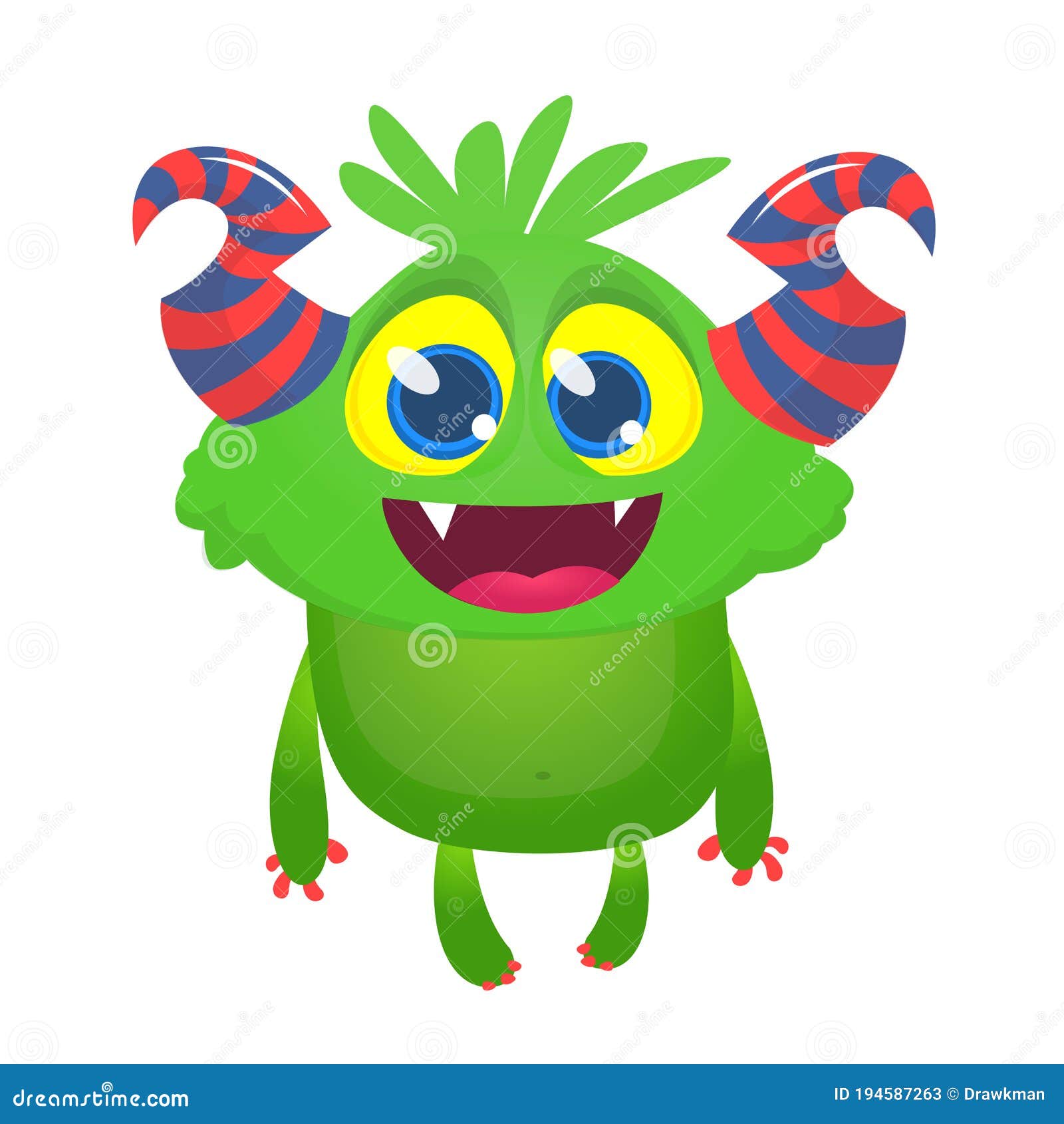 Cartoon Funny Green Gremlin or Troll Monster Stock Vector ...