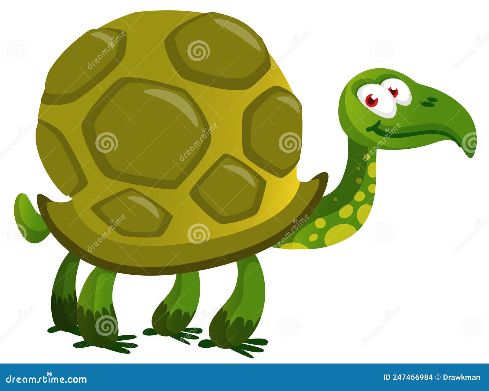 Cartoon Funny Green Turtle. Vector Illustration Isolated Stock Vector ...