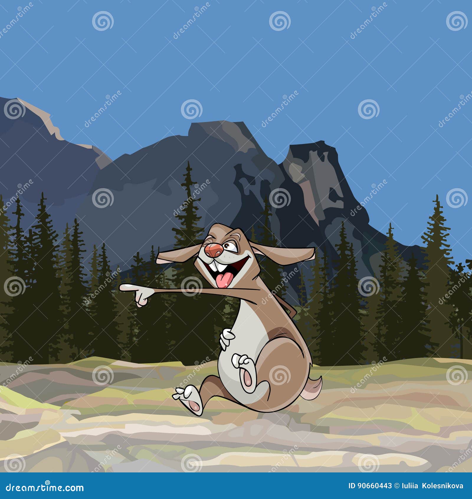 Cartoon Funny Hare Scoffs Pointing in the Direction Stock Vector ...