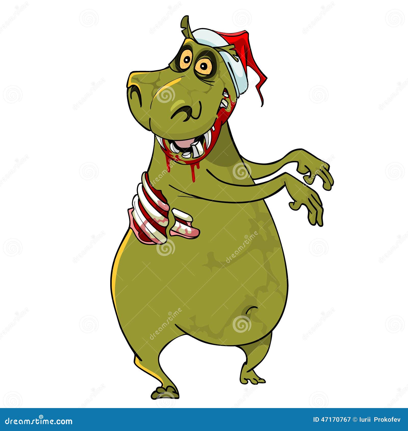Cartoon Funny Hippo Zombie in Santa Hat Stock Vector - Illustration of ...