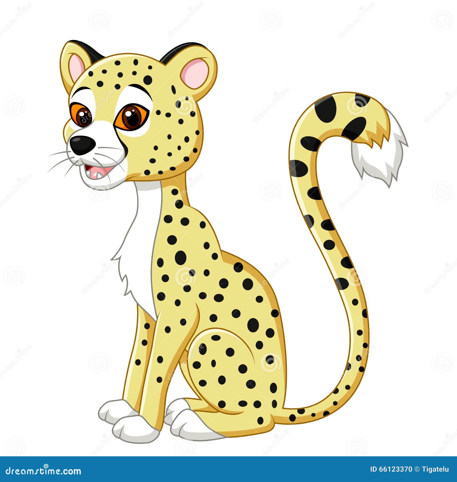 Funny Leopard With Tropical Flower. Vector Animal Illustration For Kids ...