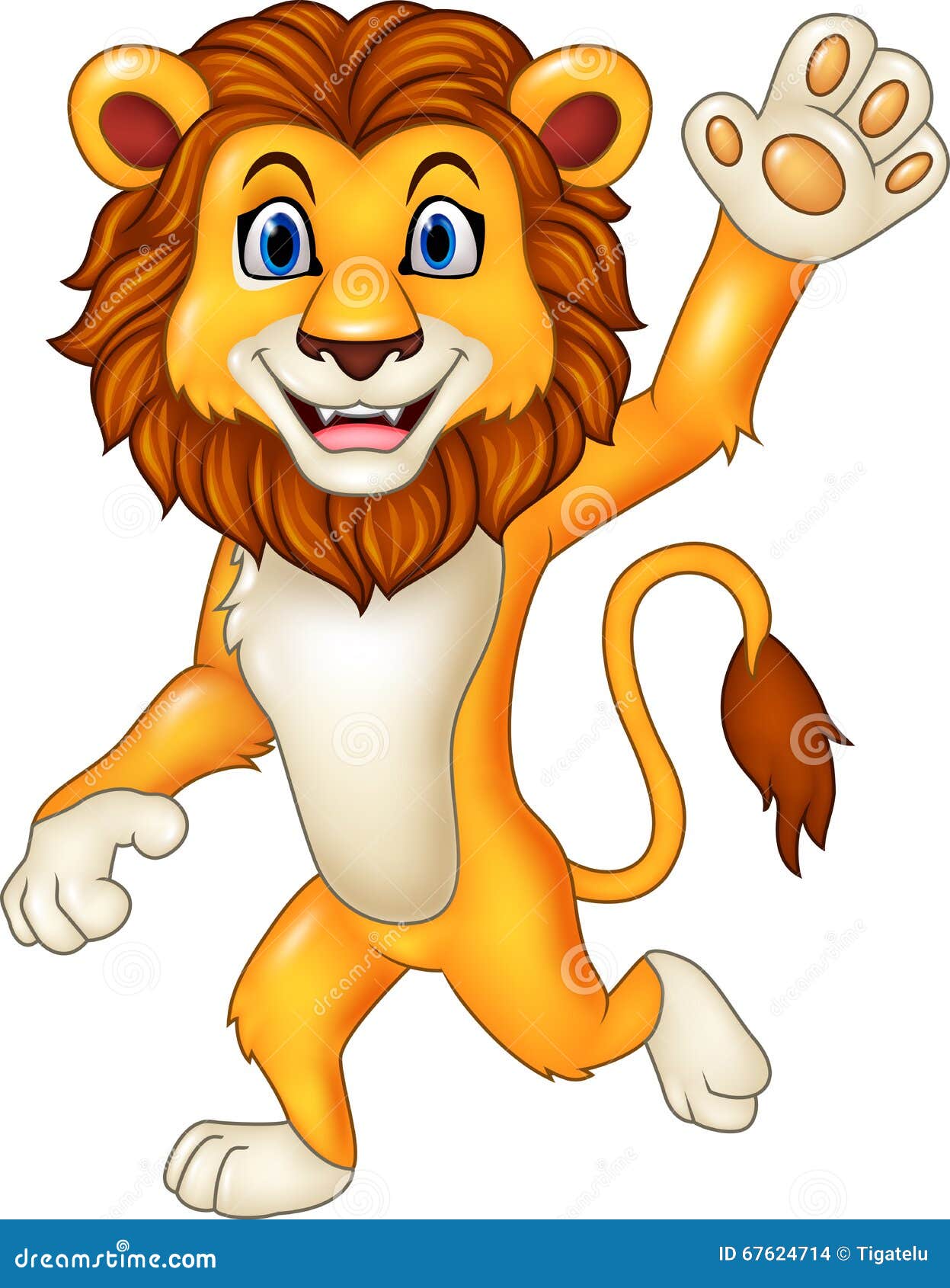 Cartoon funny lion waving stock vector. Illustration of smile - 67624714