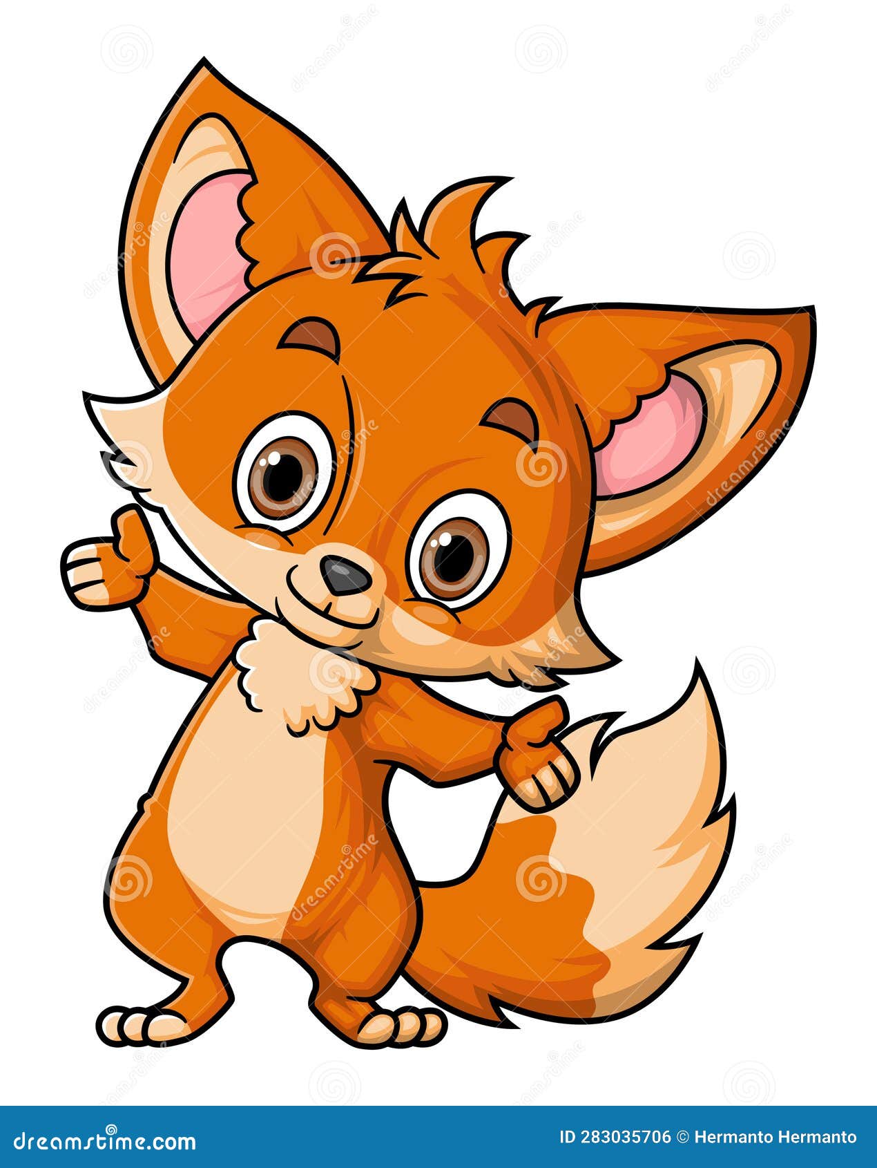Cartoon Funny Little Fox Posing Stock Vector - Illustration of ...