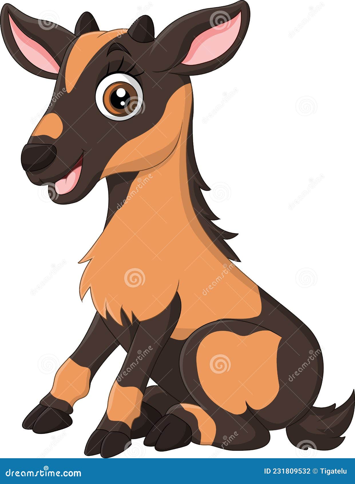 Cartoon Funny Little Goat Sitting Stock Vector - Illustration of ...