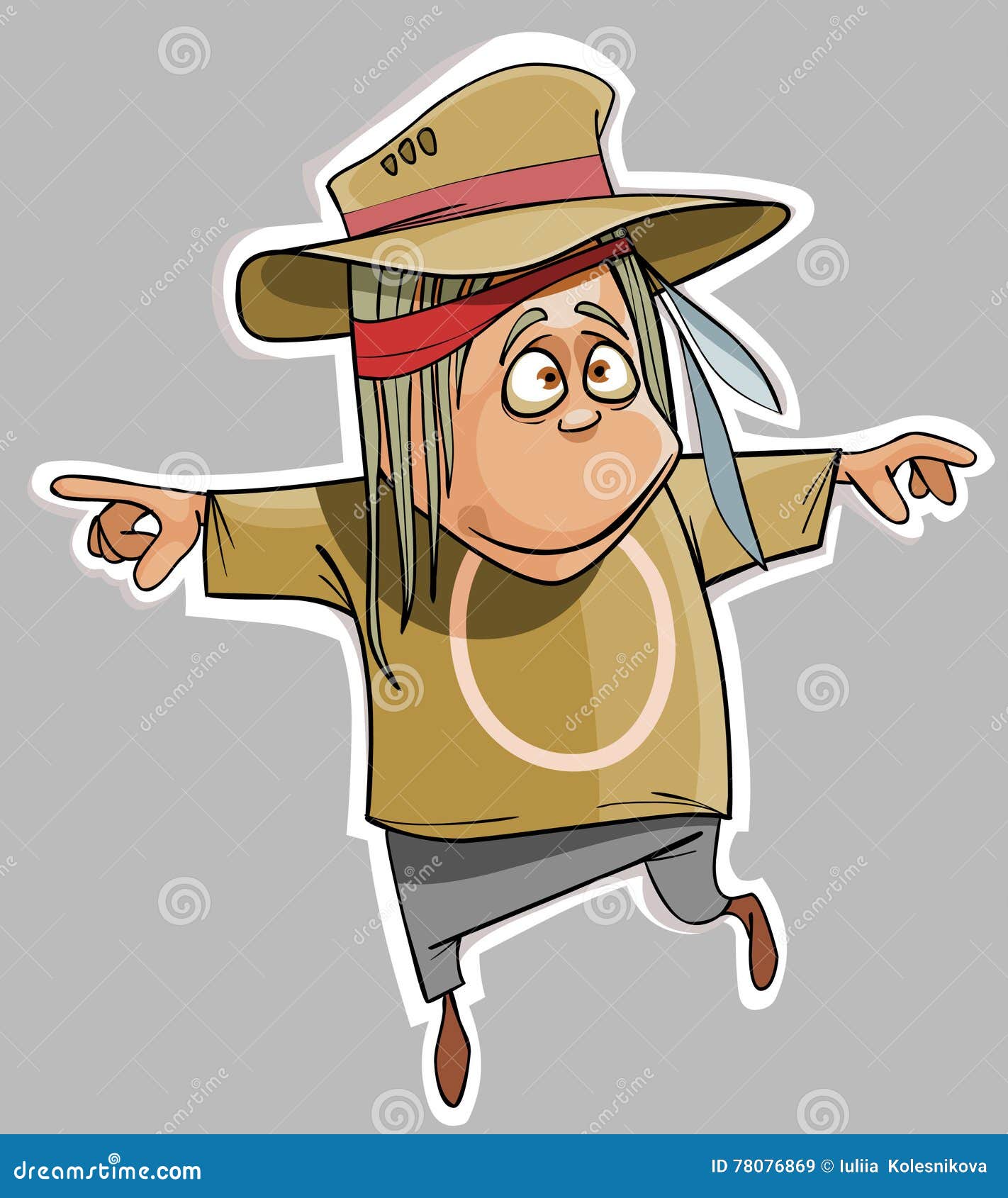 Cartoon Funny Man in the Hat Fun Stock Vector - Illustration of hippie ...