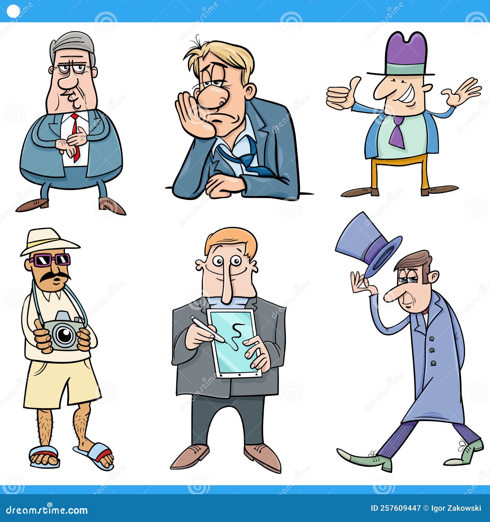 Cartoon Funny Men Comic Characters Set Stock Vector - Illustration of ...