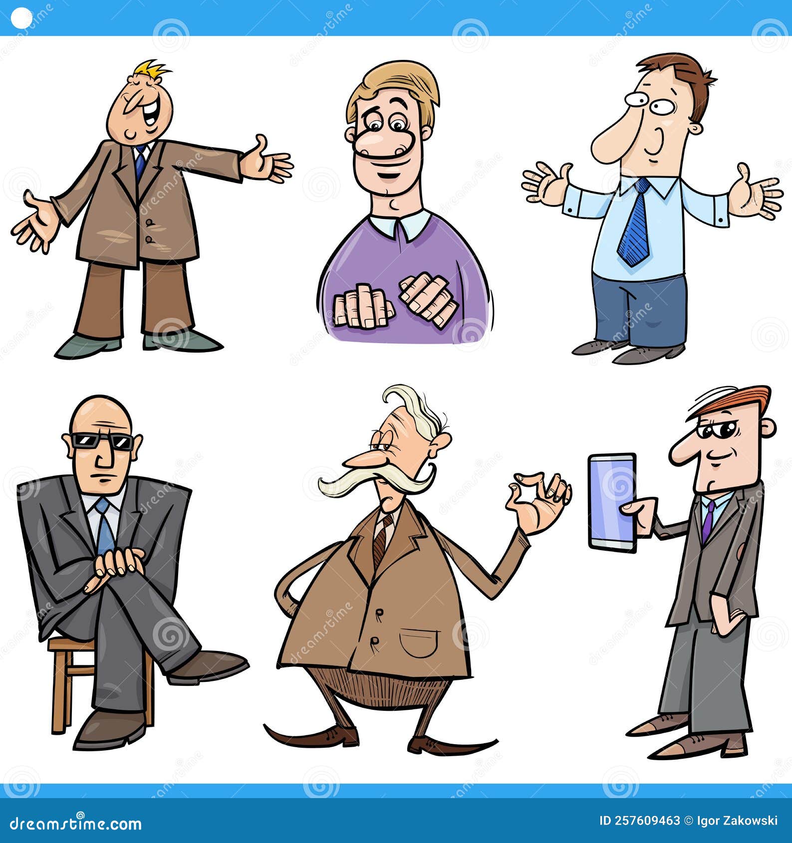 Cartoon Funny Men Comic Characters Set Stock Vector - Illustration of ...