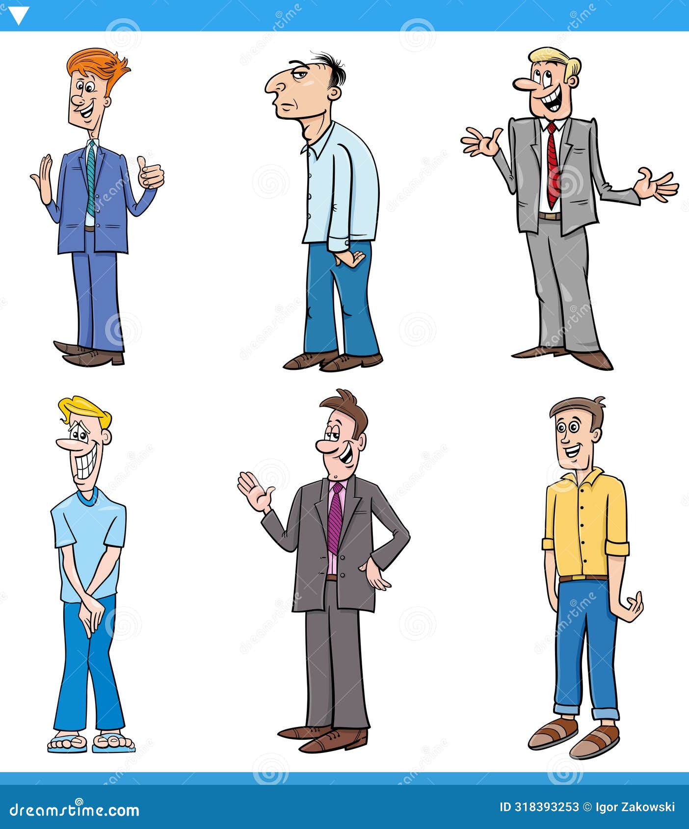 Cartoon Funny Men Comic Characters Set Stock Vector - Illustration of ...