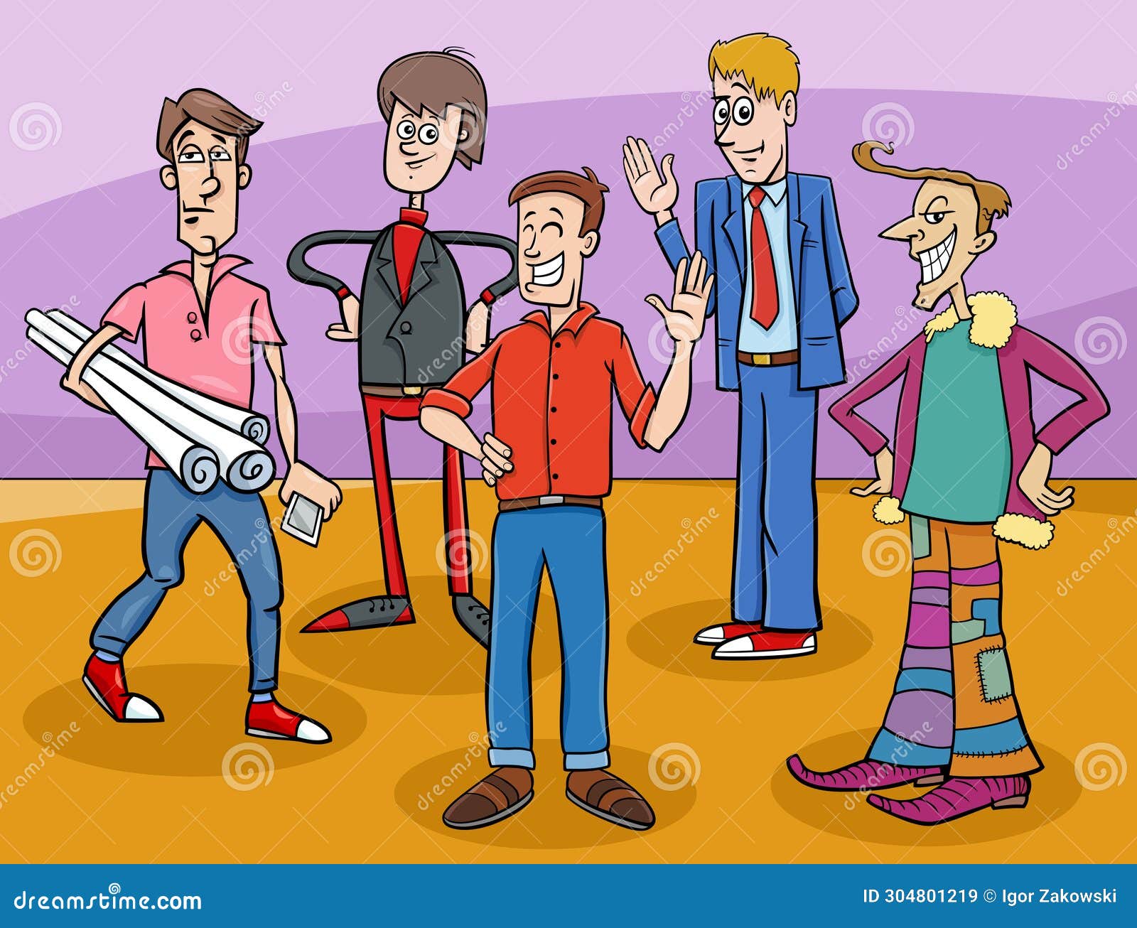 Cartoon Funny Men Comic Characters Set Stock Illustration ...