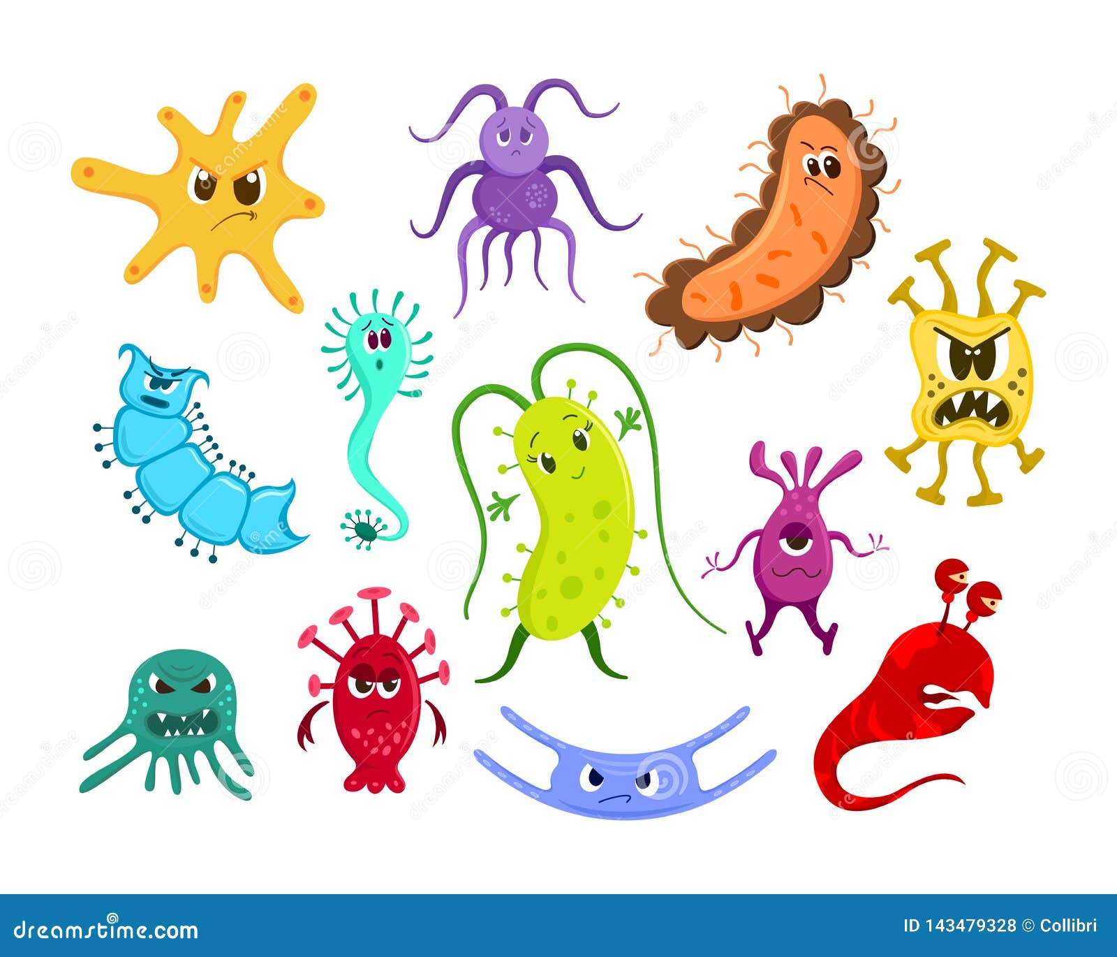 Cartoon Funny Microbe, Germ and Bacteria Set. Stock Vector ... Cartoon Funny Microbe, Germ and Bacteria Set. Stock Vector ...