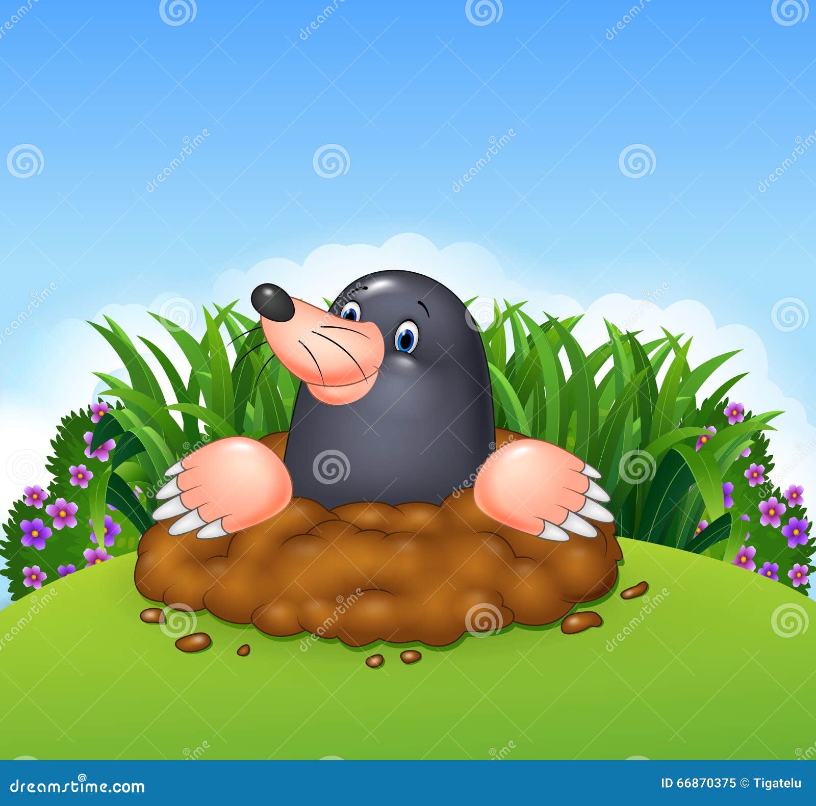 Cartoon Funny Mole in the Jungle Stock Vector - Illustration of mole ...