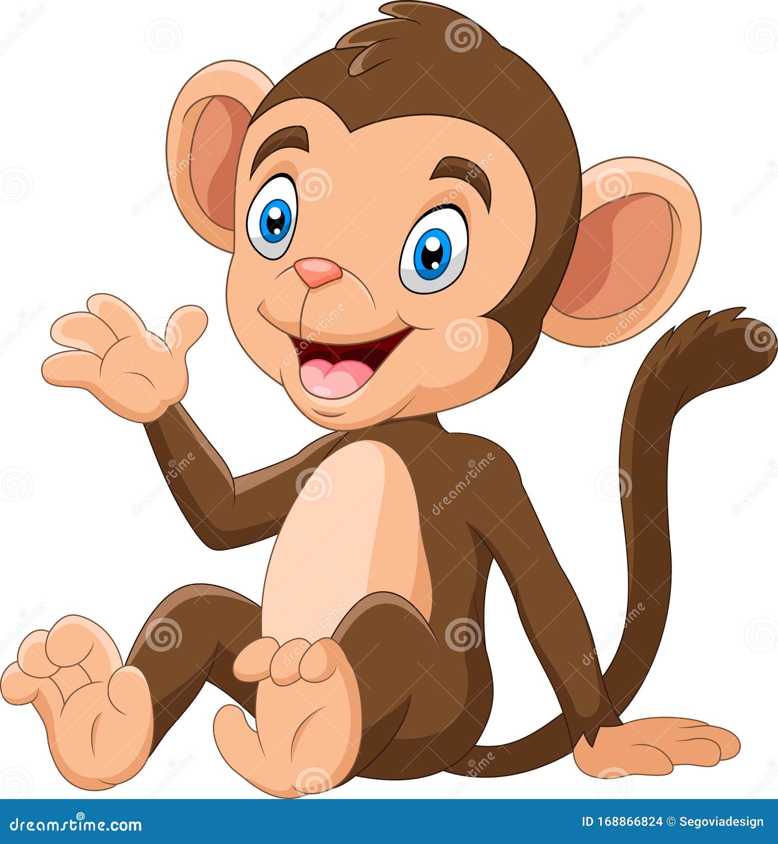 Cartoon Funny Monkey Sitting with Smile Stock Vector - Illustration of ...