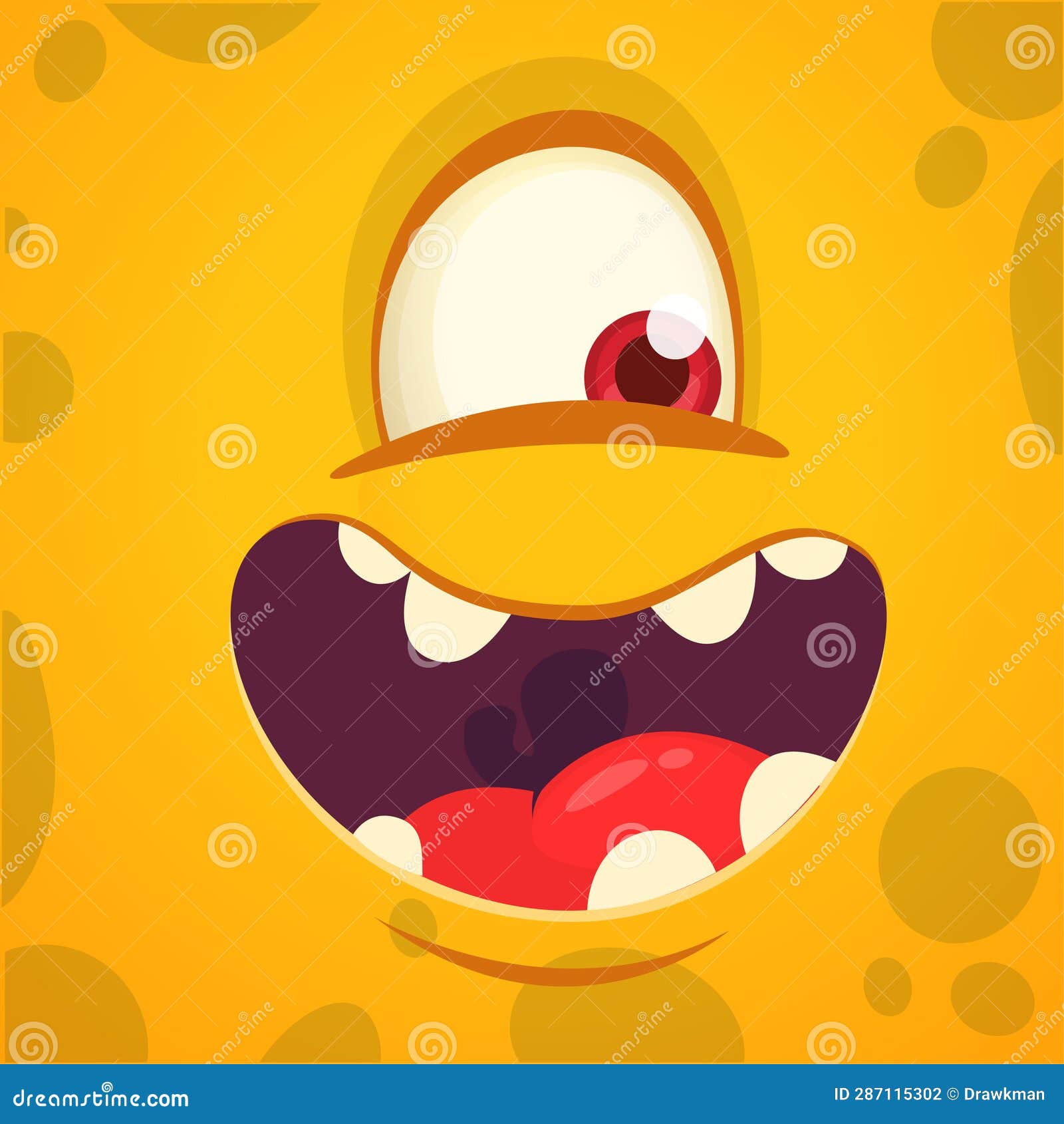 Cartoon Funny Monster Face. Vector Halloween Monster Illustration Stock ...