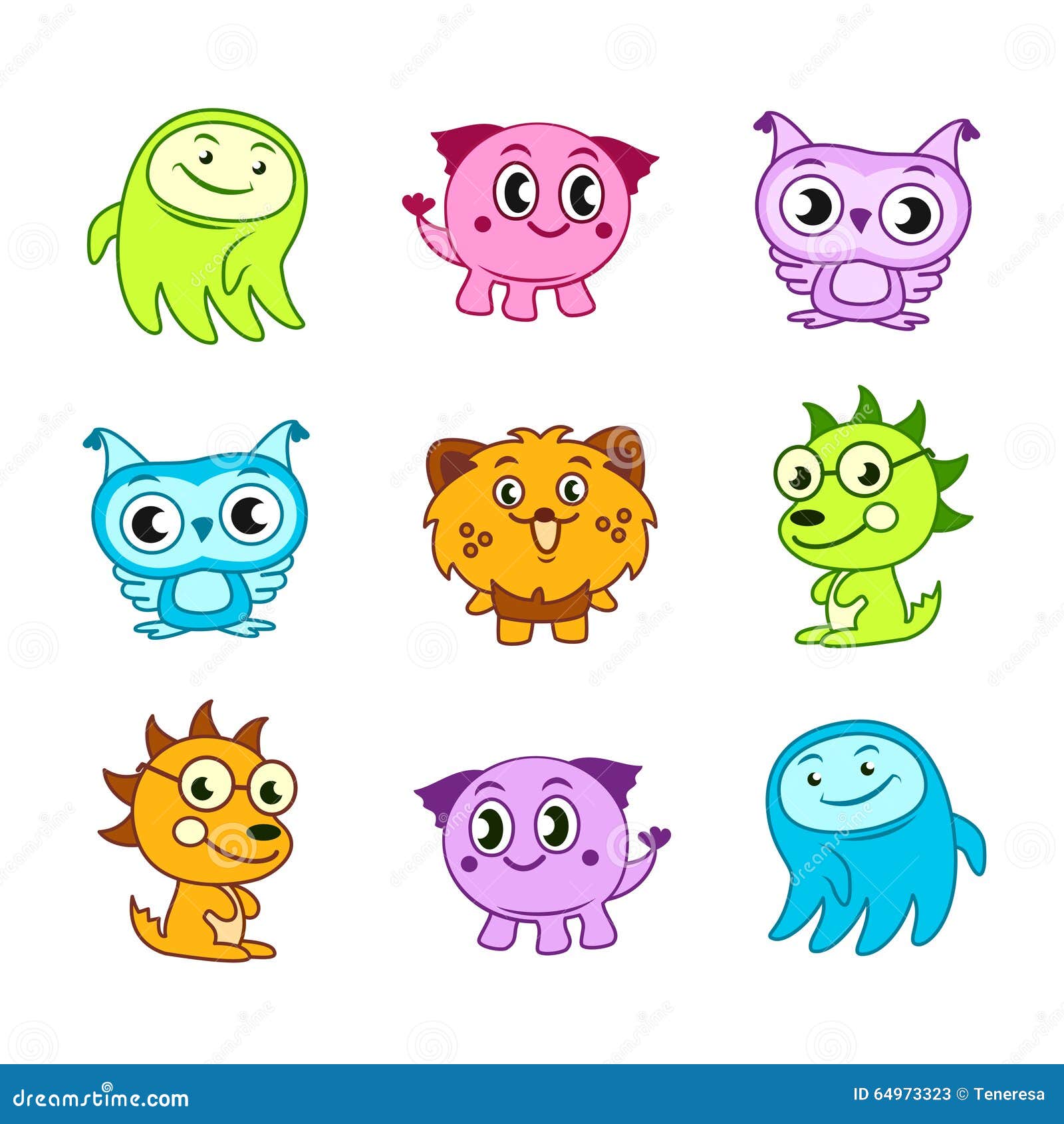 Cartoon funny monster kids stock vector. Image of cute - 64973323