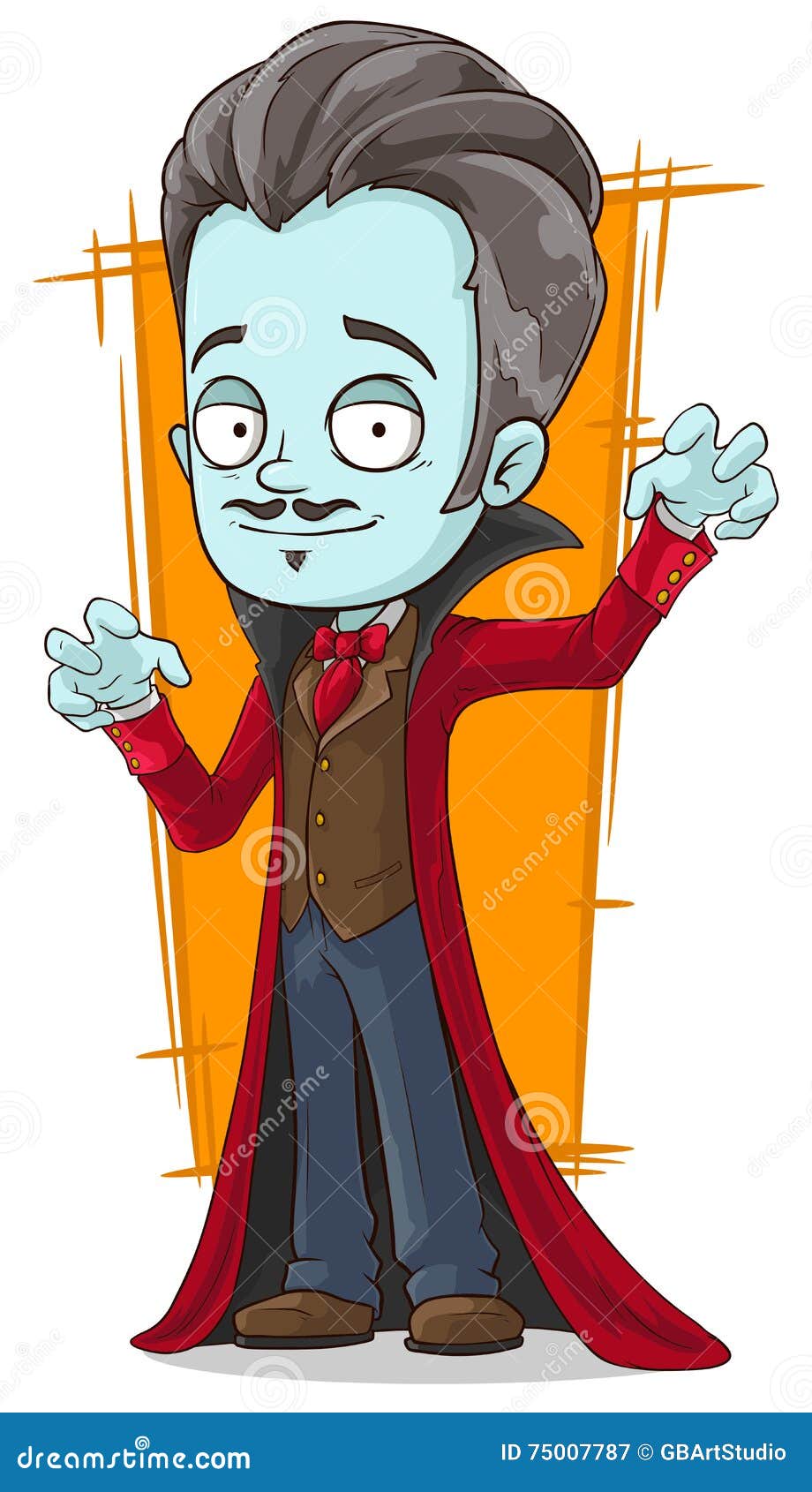 Cartoon Funny Pale Vampire in Red Cloak Stock Vector - Illustration of ...
