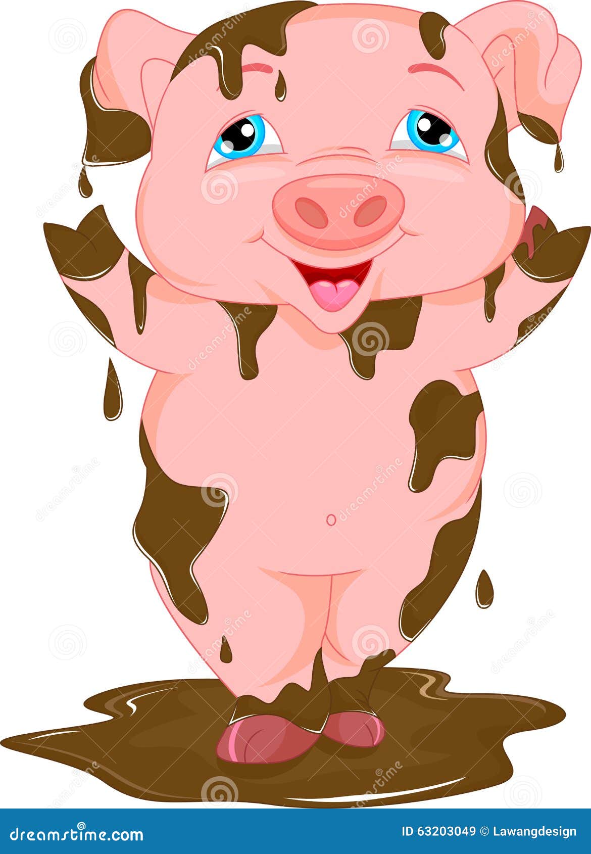 Cartoon Funny Pig Standing in the Mud Stock Vector - Illustration of ...
