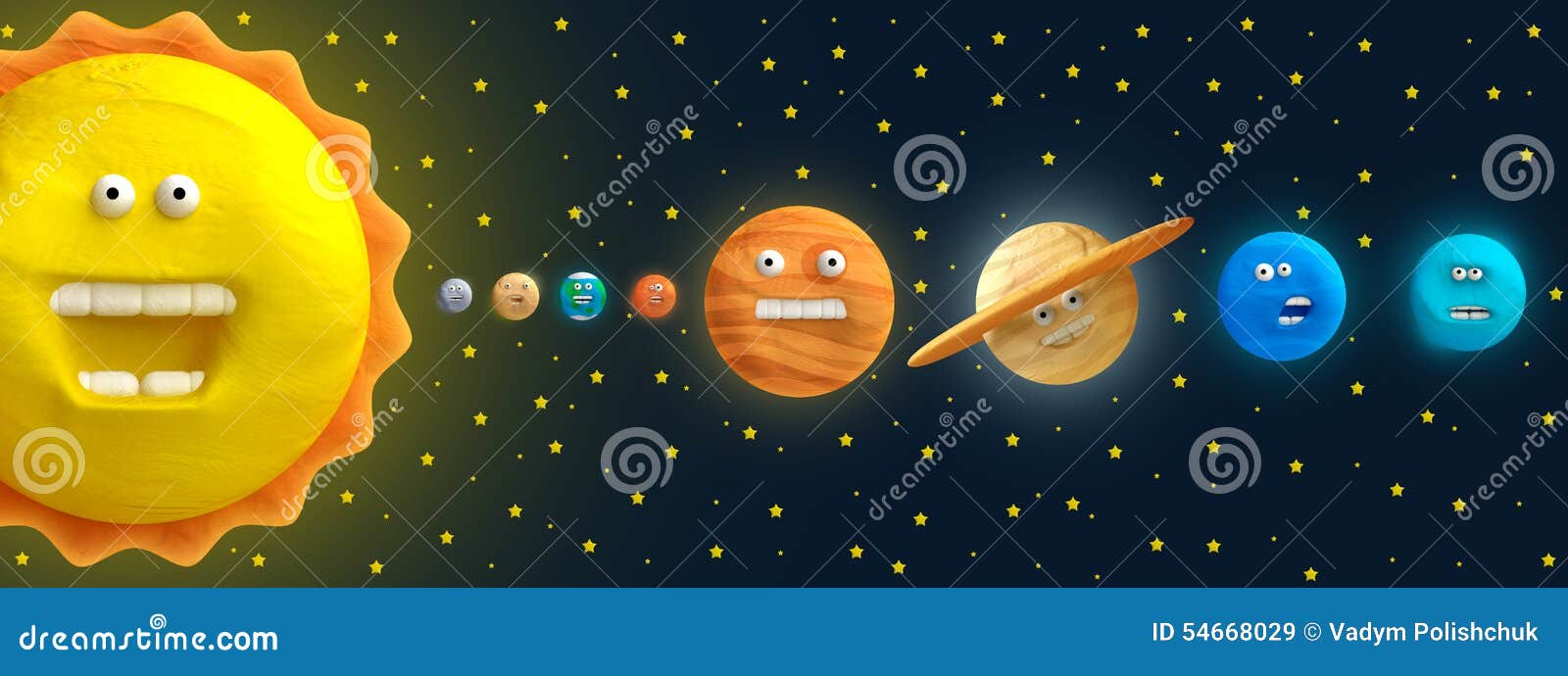 Cartoon Funny Planet Plasticine or Clay. Stock Illustration ...
