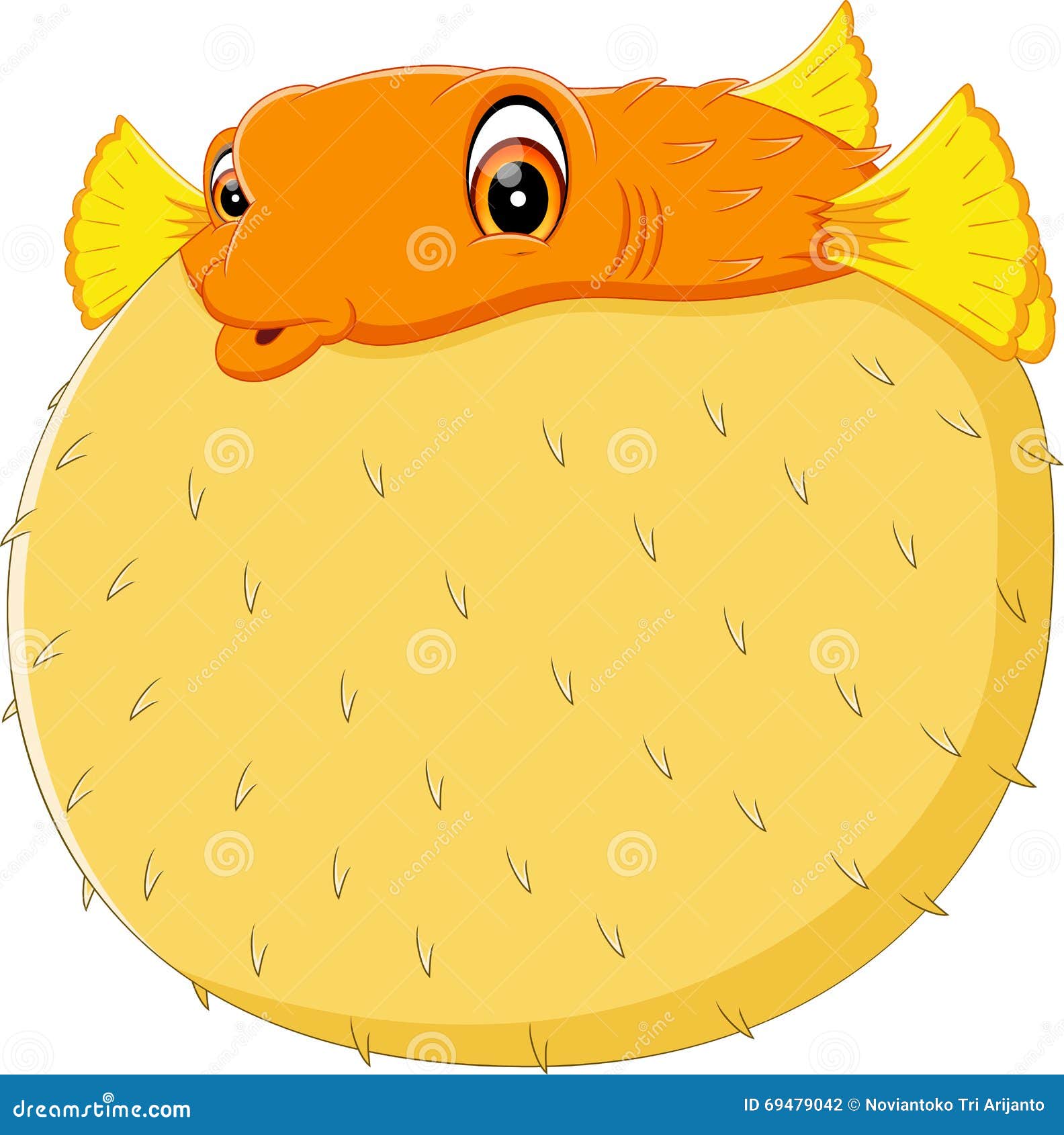 Cartoon funny puffer fish stock vector. Illustration of bloat - 69479042
