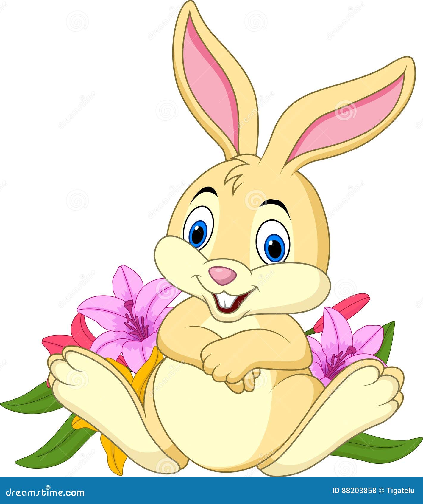 Cartoon Funny Rabbit Sitting Stock Vector - Illustration of mammal ...